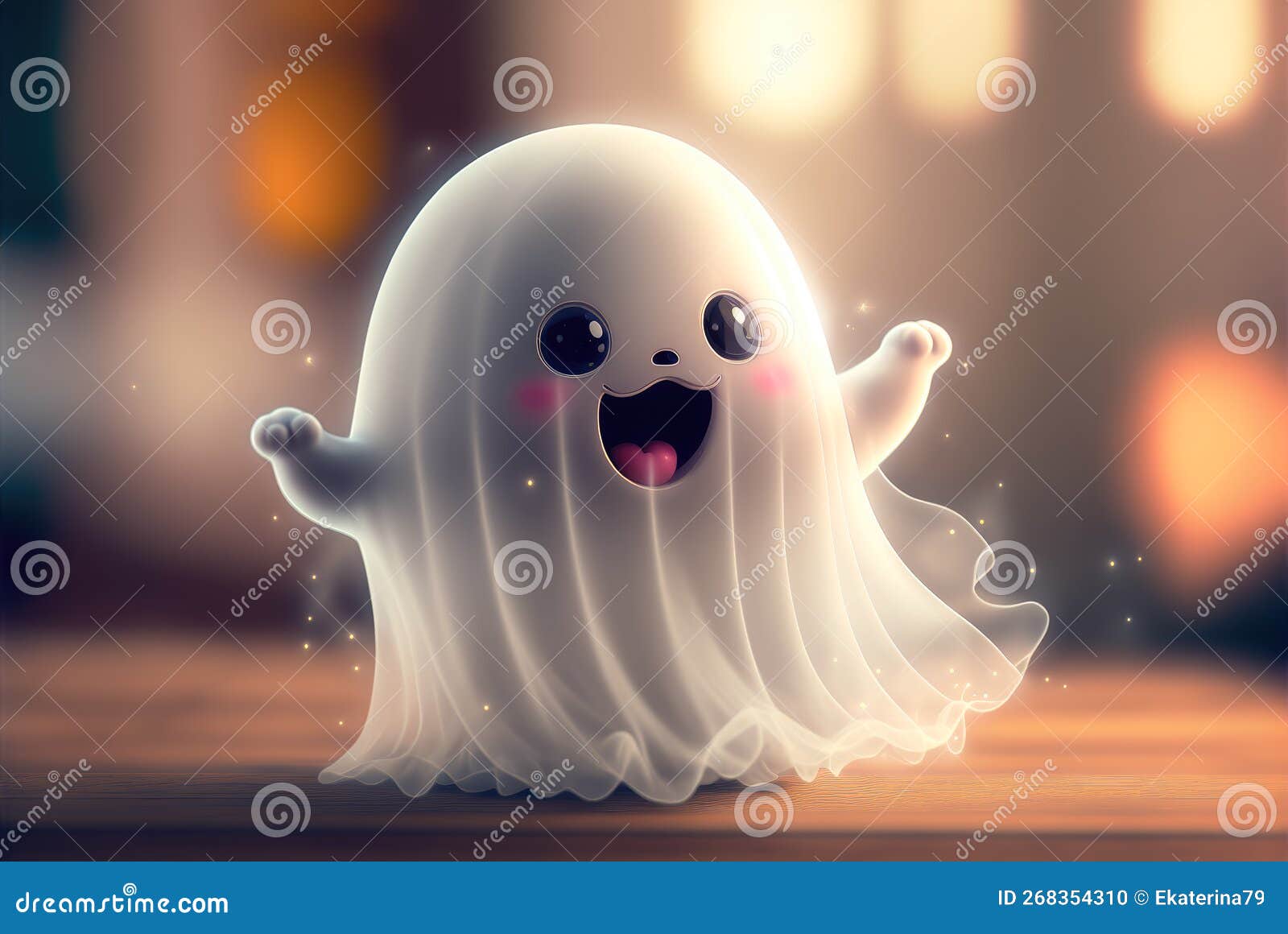 A Cute Funny Ghost Character. Created with Generative AI Stock ...