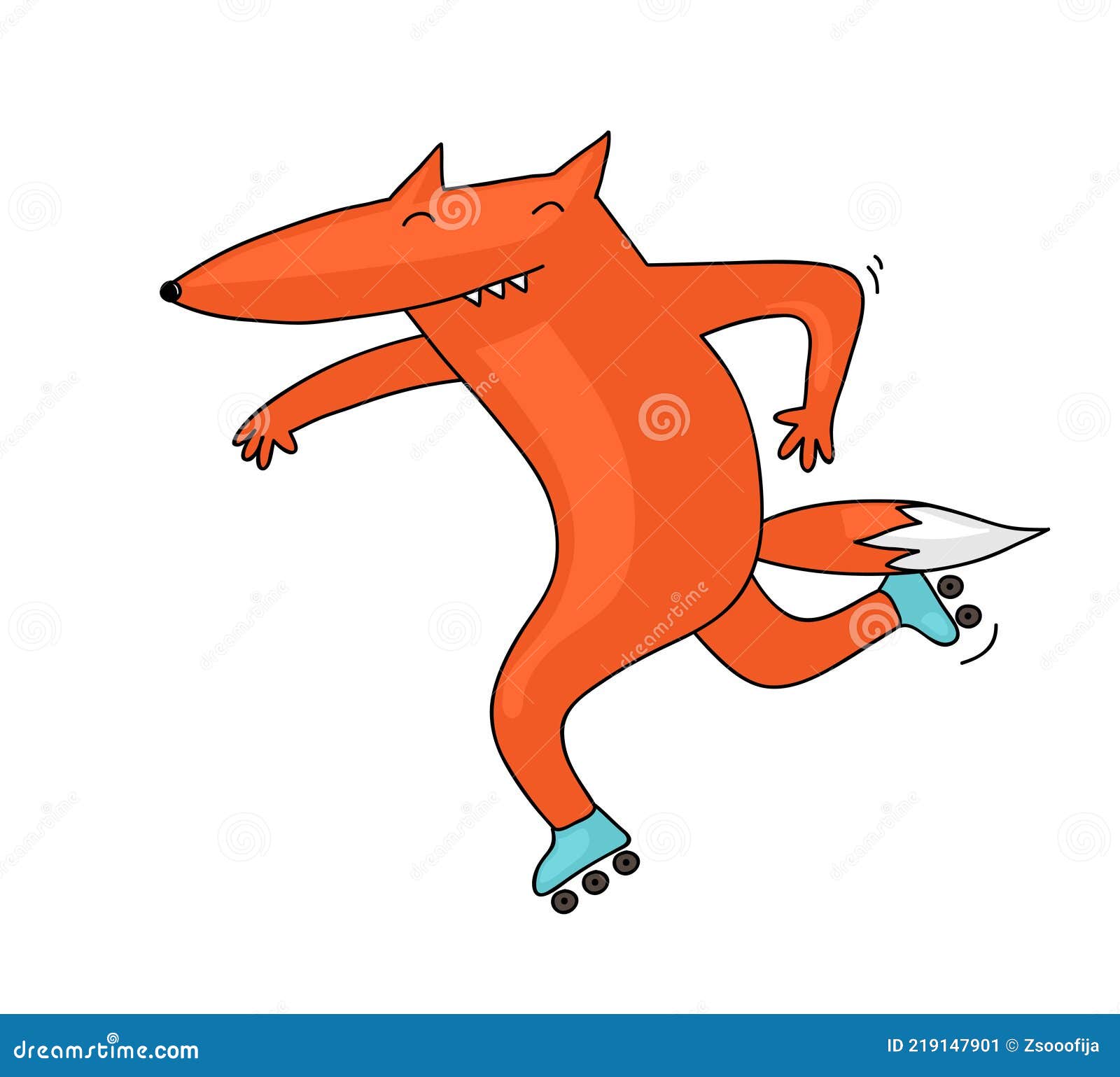Cartoon fox rollerskating stock vector. Illustration of animal - 219147901