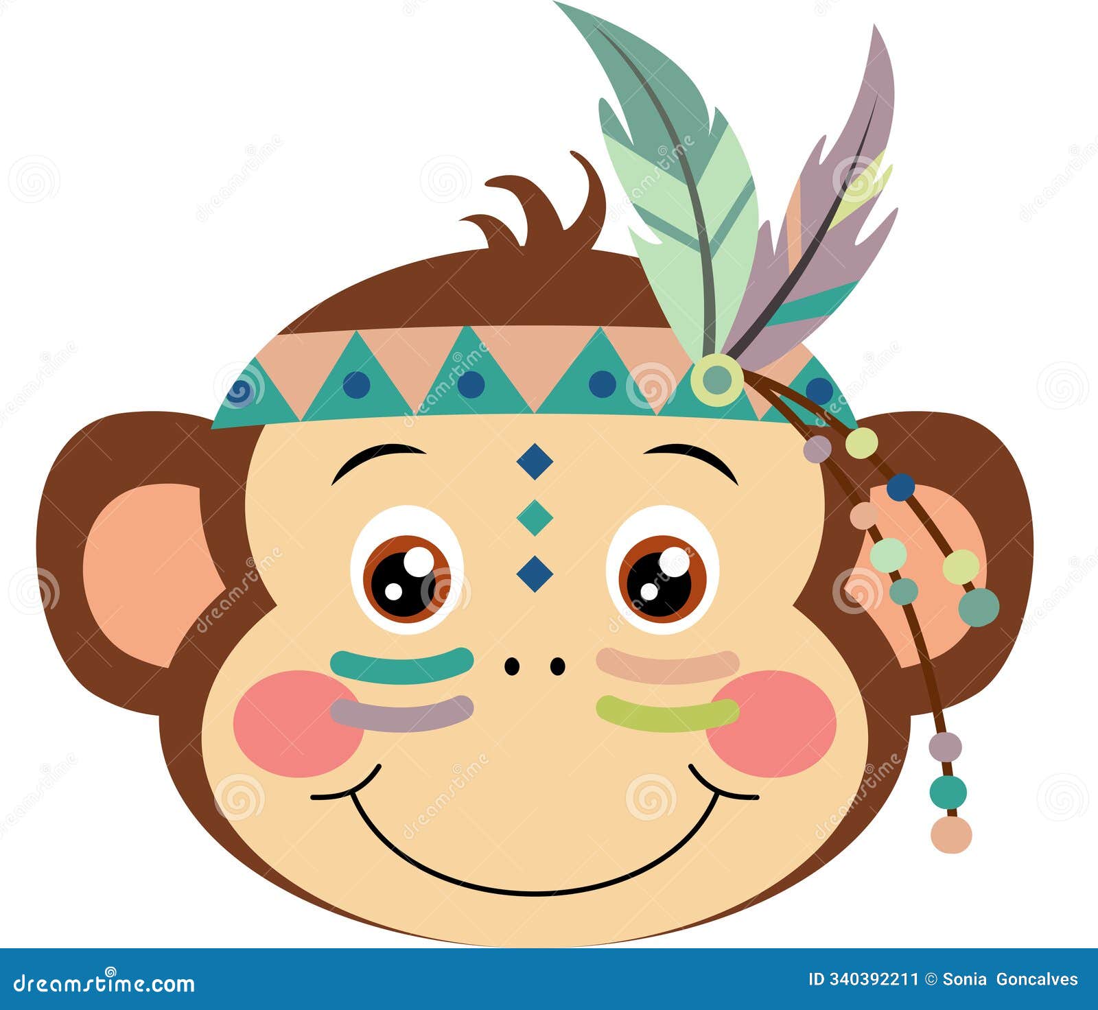 Funny Indian Tribe With Little Tent Vector Illustration | CartoonDealer ...