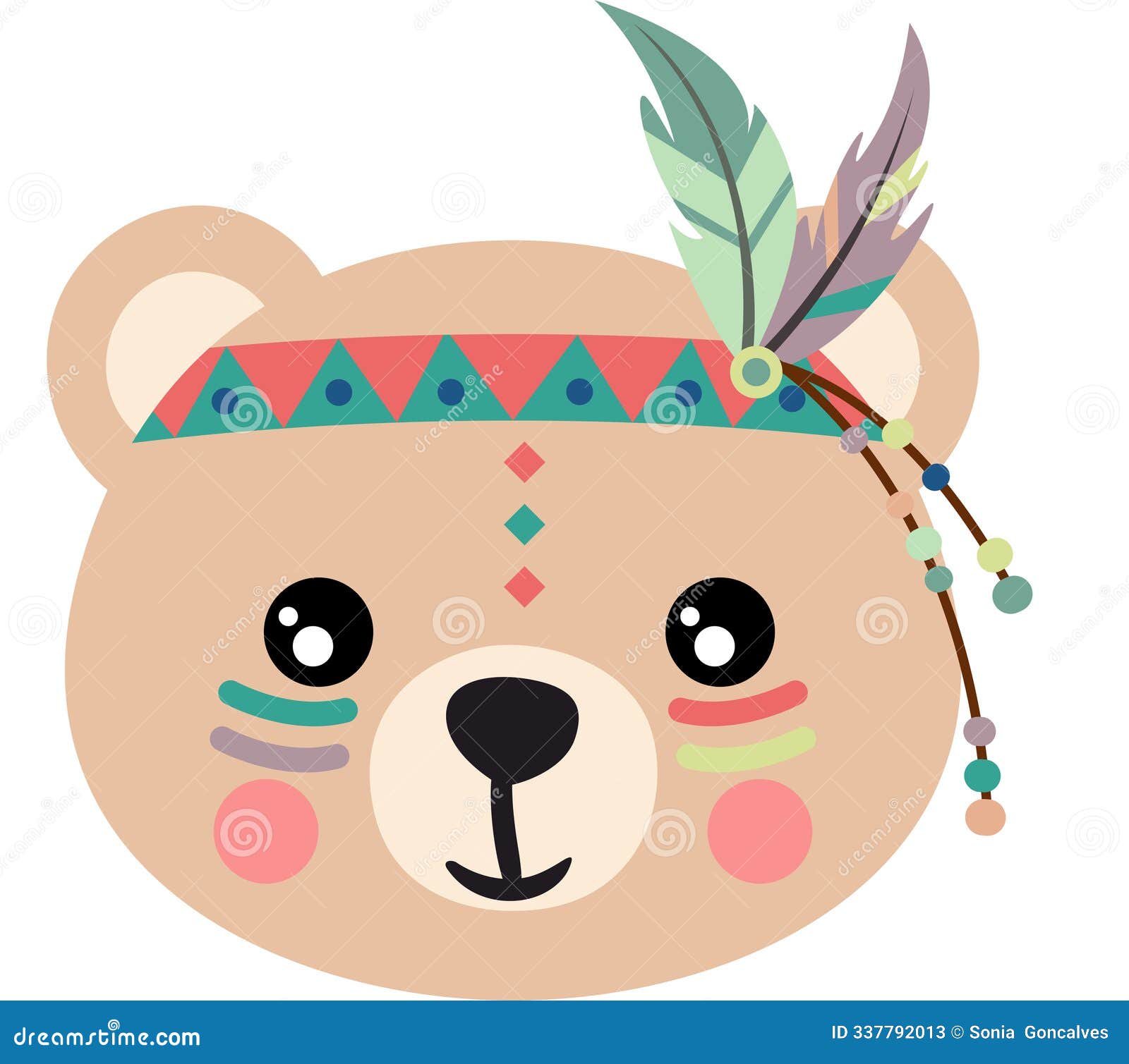 Funny Indian Tribe With Little Tent Vector Illustration | CartoonDealer ...