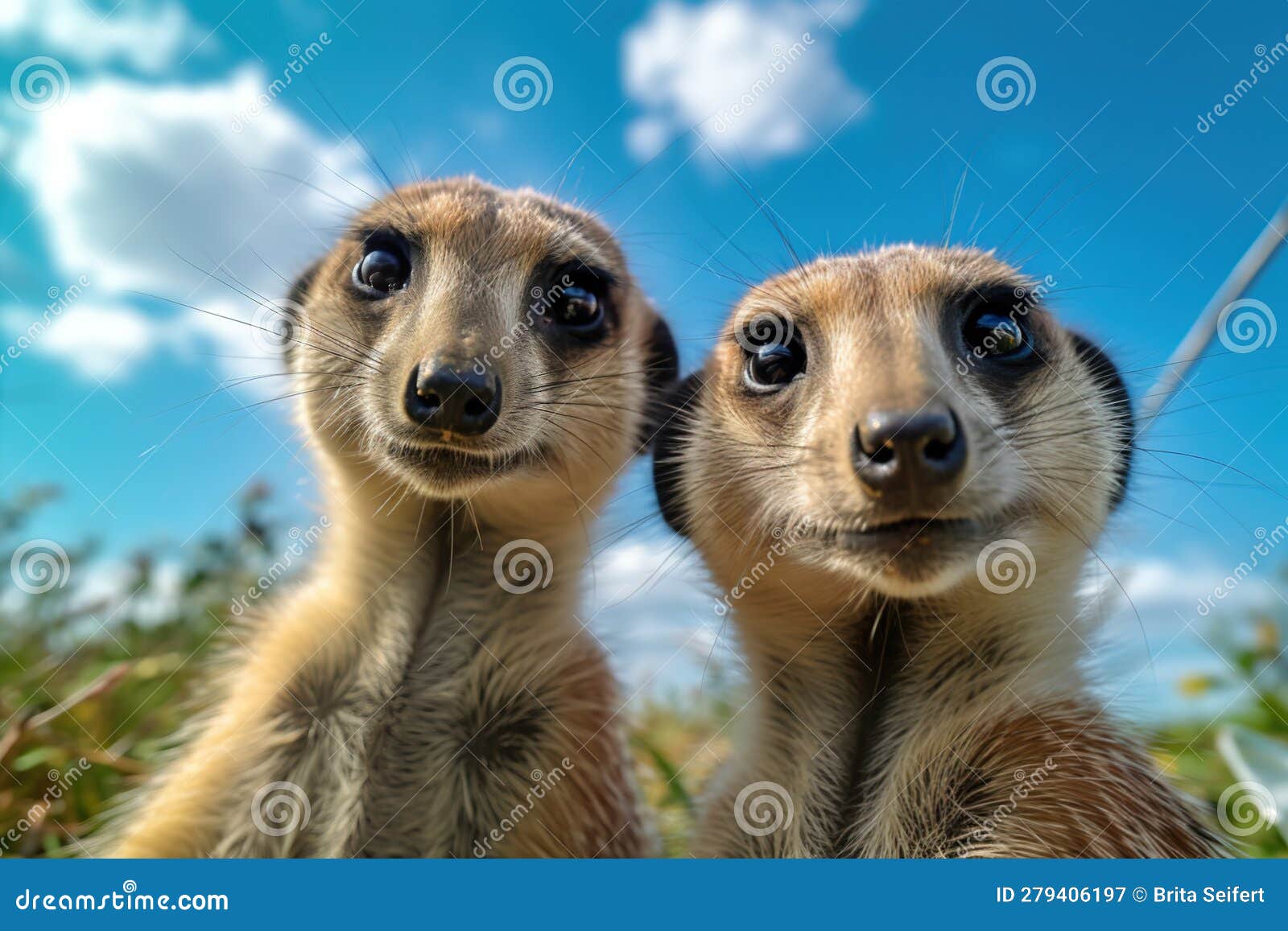 Cute and Funny Meerkats Looking into the Camera. Generative AI Stock ...