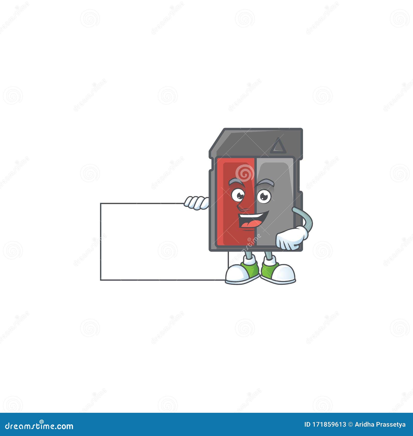 Cute Funny Memory Card Cartoon Character Having a Board Stock Vector ...