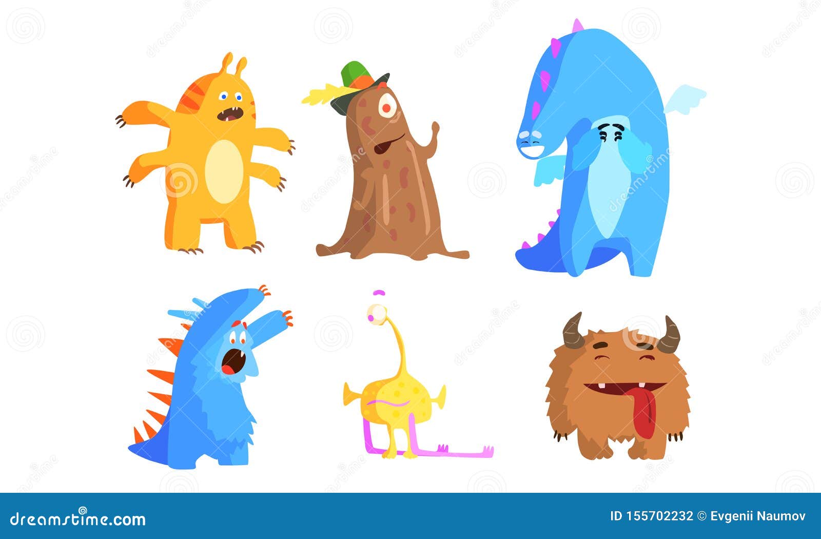 Cute Funny Monsters Set Funny Adorable Colorful Monsters Characters With Funny Faces Vector
