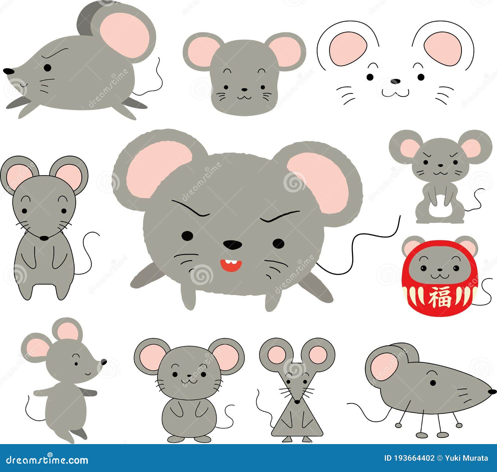 Cute and funny mouse set stock vector. Illustration of mascot - 193664402