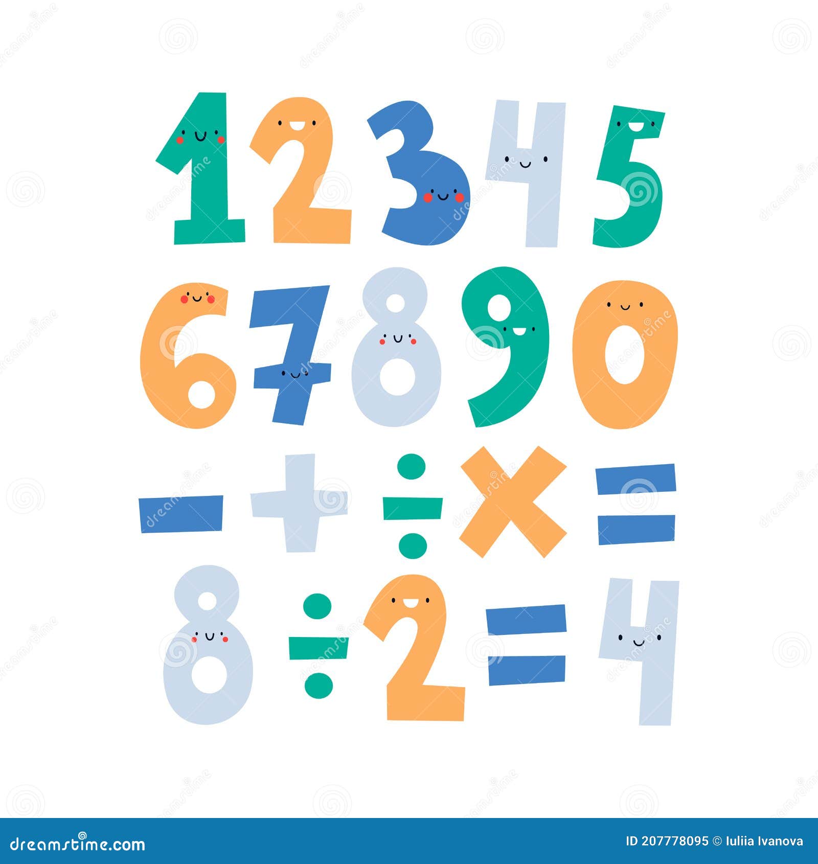 Funny Numbers Cartoon Style Royalty-Free Illustration | CartoonDealer ...