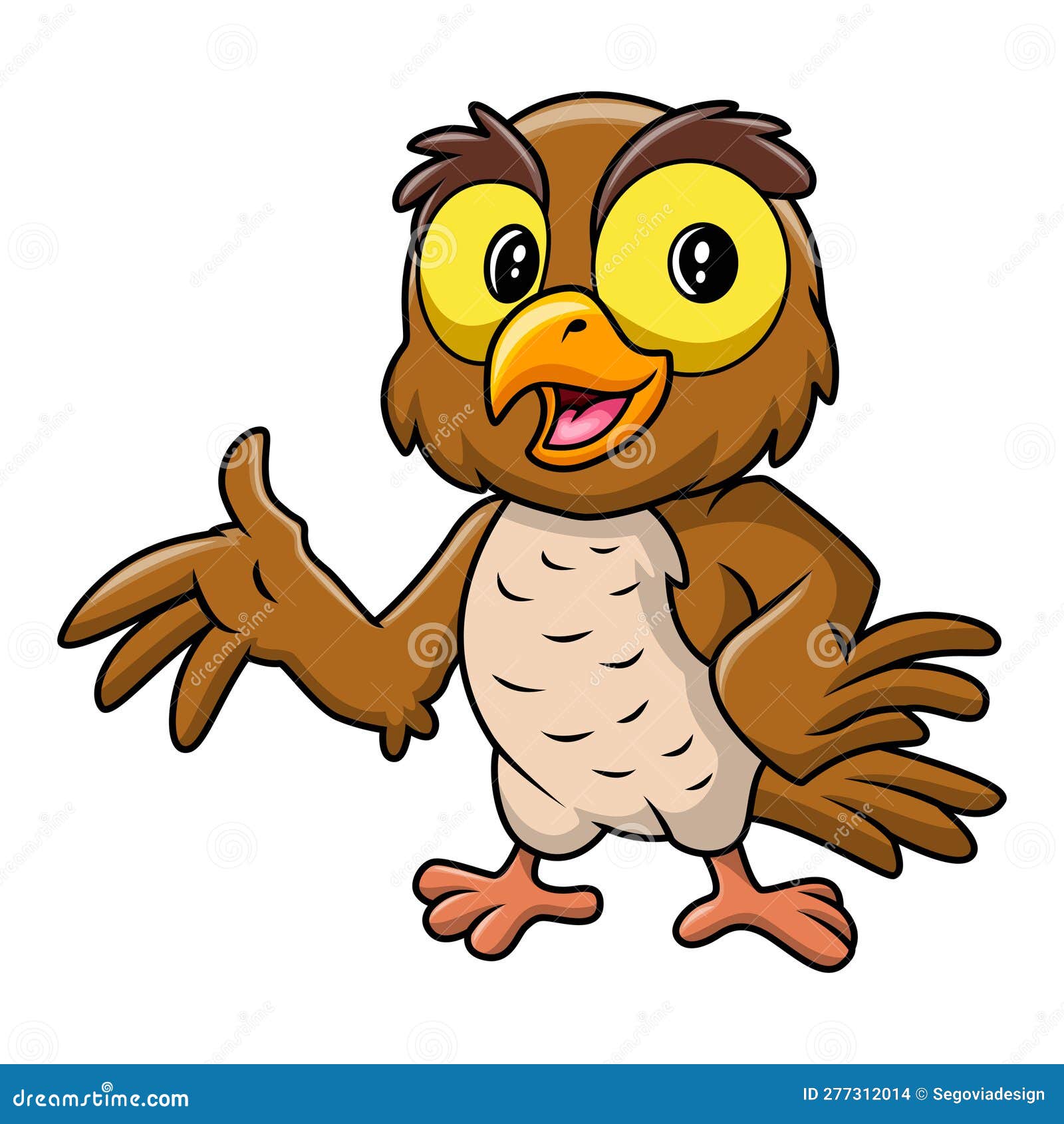Cute funny owl waving hand stock vector. Illustration of cute - 277312014