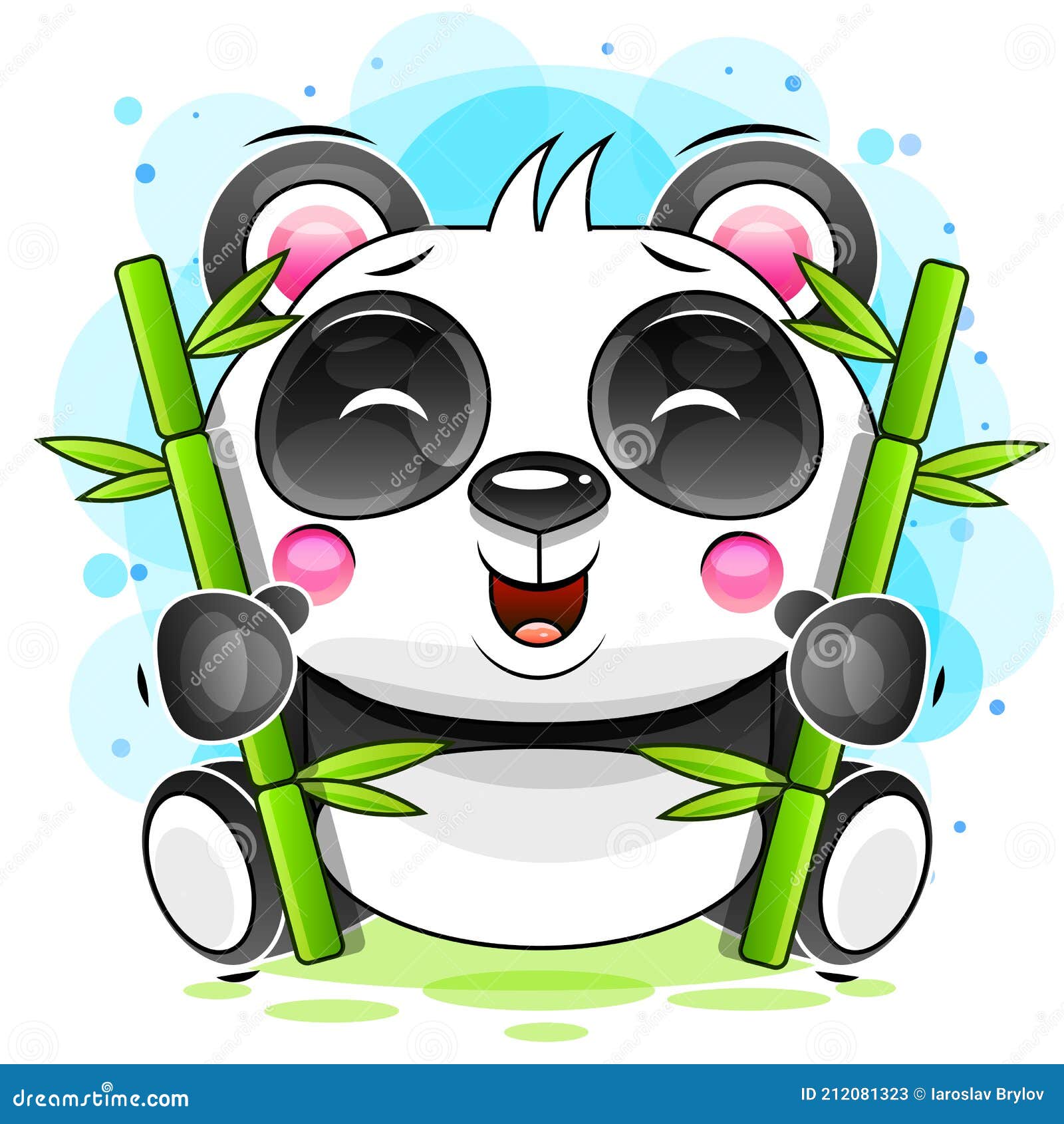 Cute Funny Panda Hanging on the Bamboo Stock Vector - Illustration of ...