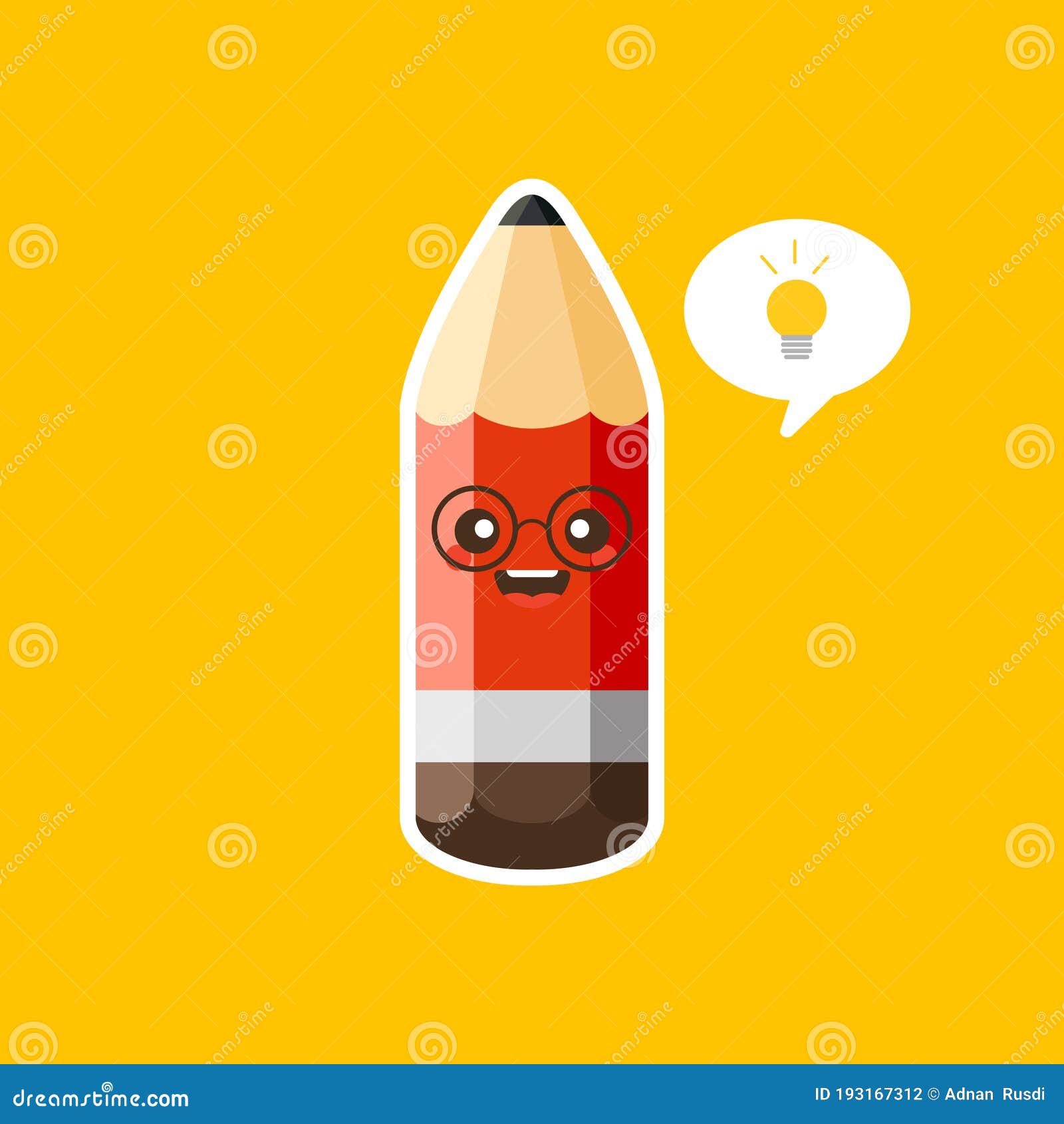 Cute and Funny Pencil Character Cartoon. Vector Illustration Stock ...