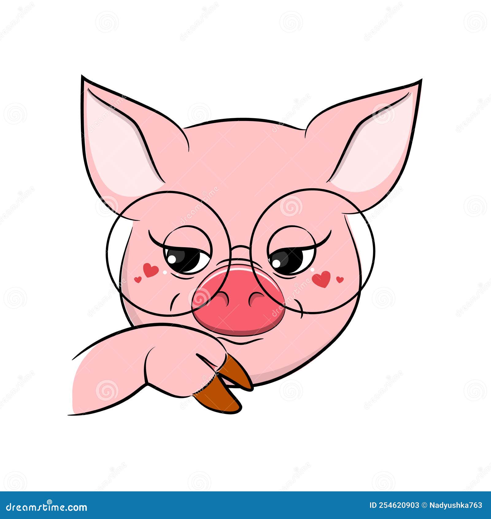 Cute Funny Pig Face Expressions. Vector Illustration. Stock Vector ...