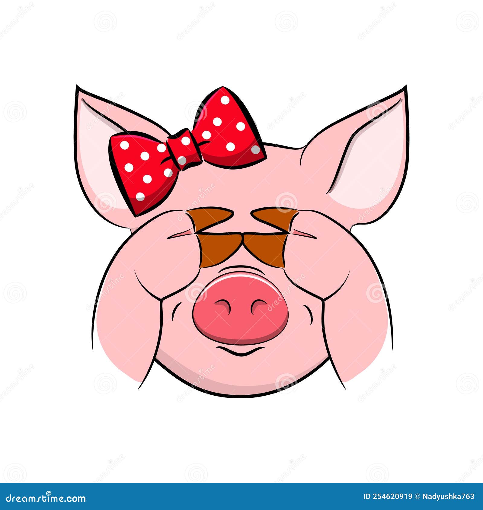 Cute Funny Pig Face Expressions. Vector Illustration. Stock Vector ...
