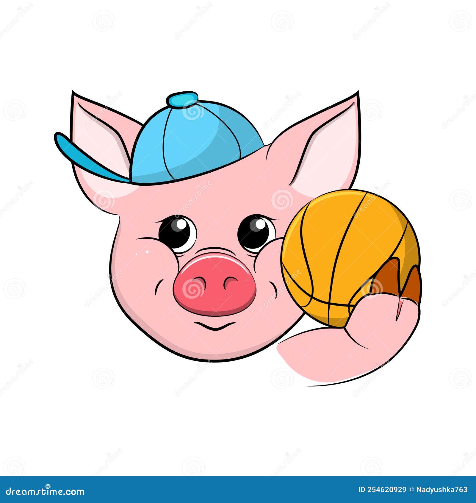 Cute Funny Pig Face Expressions. Vector Illustration. Stock Vector ...