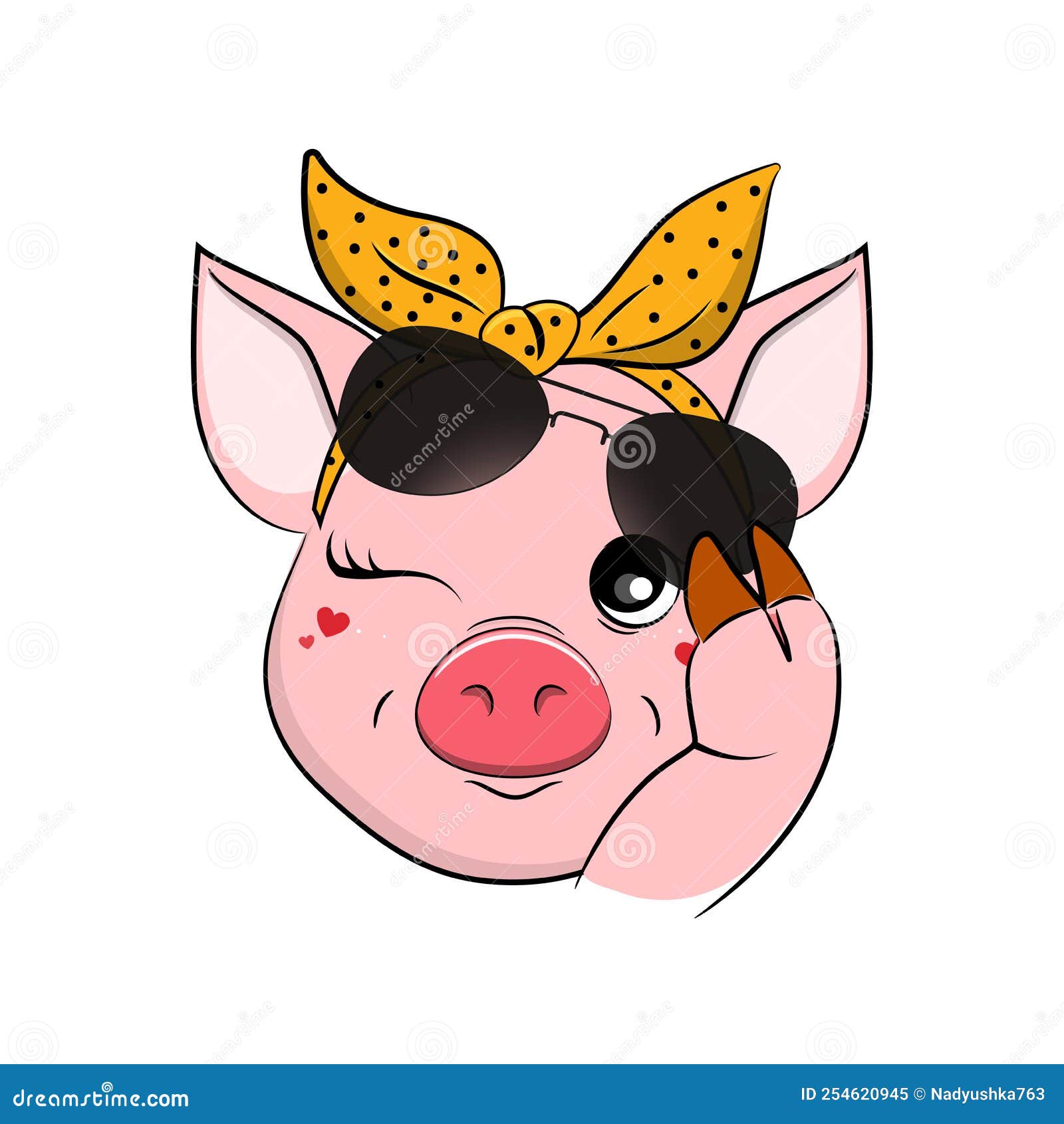 Cute Funny Pig Face Expressions. Vector Illustration. Stock Vector ...