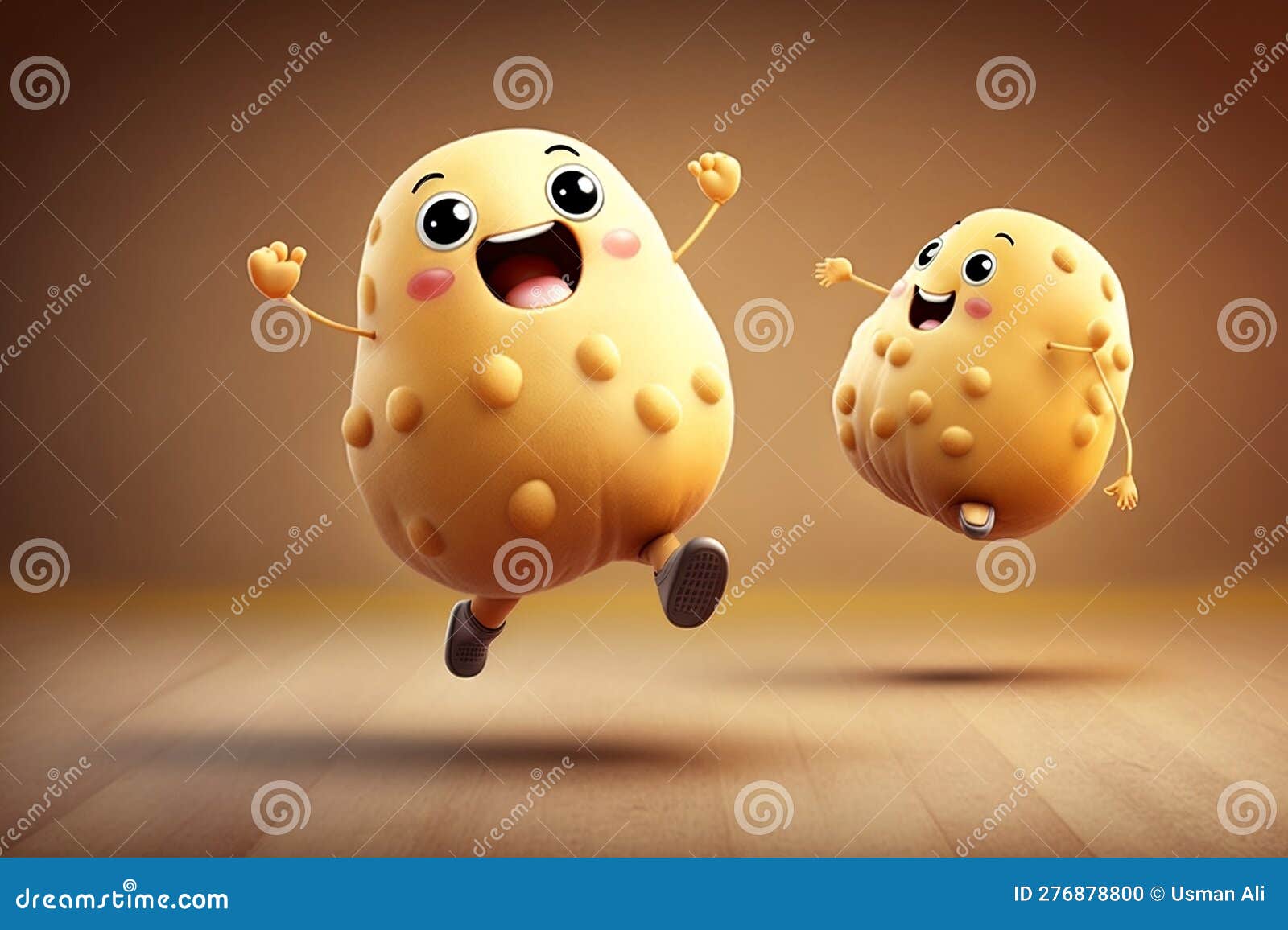 A Cute and Funny Potato Jumping and Smiling. AI Stock Photo - Image of ...
