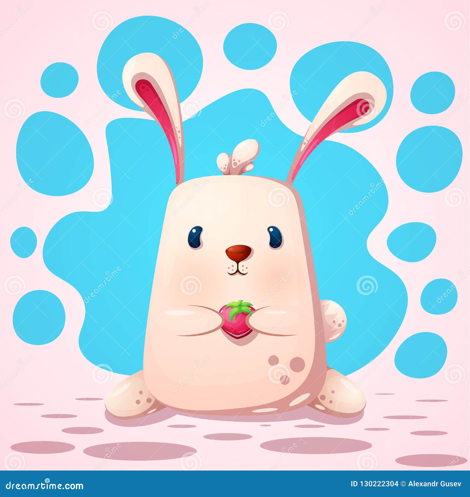 Cute, Funny Rabbit with Strawberry. Stock Vector - Illustration of ...