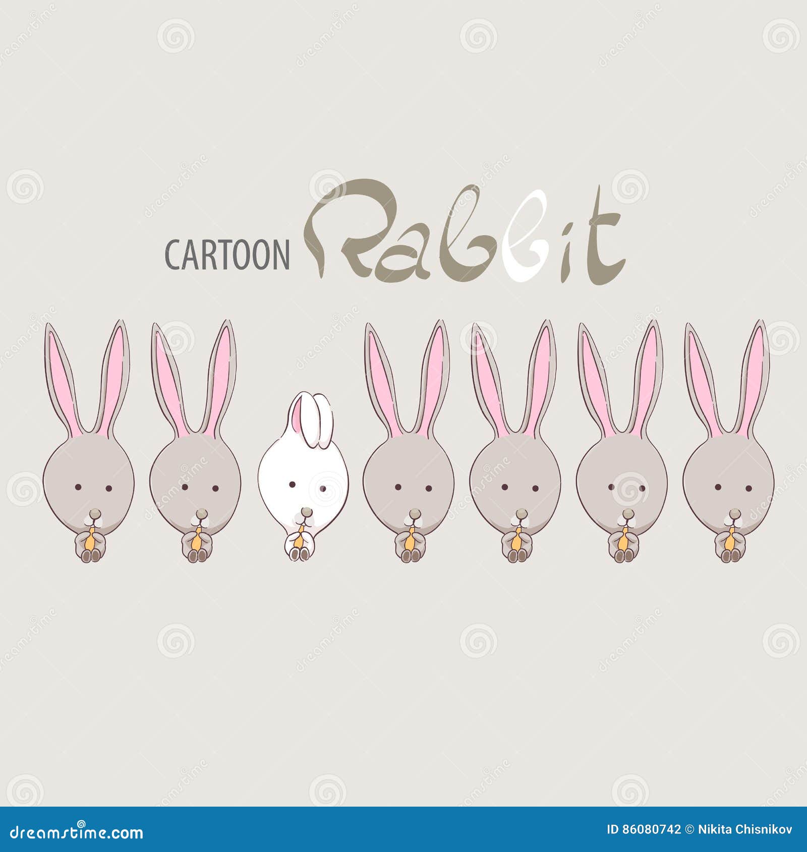 Cute funny rabbits stock vector. Illustration of rabbit - 86080742