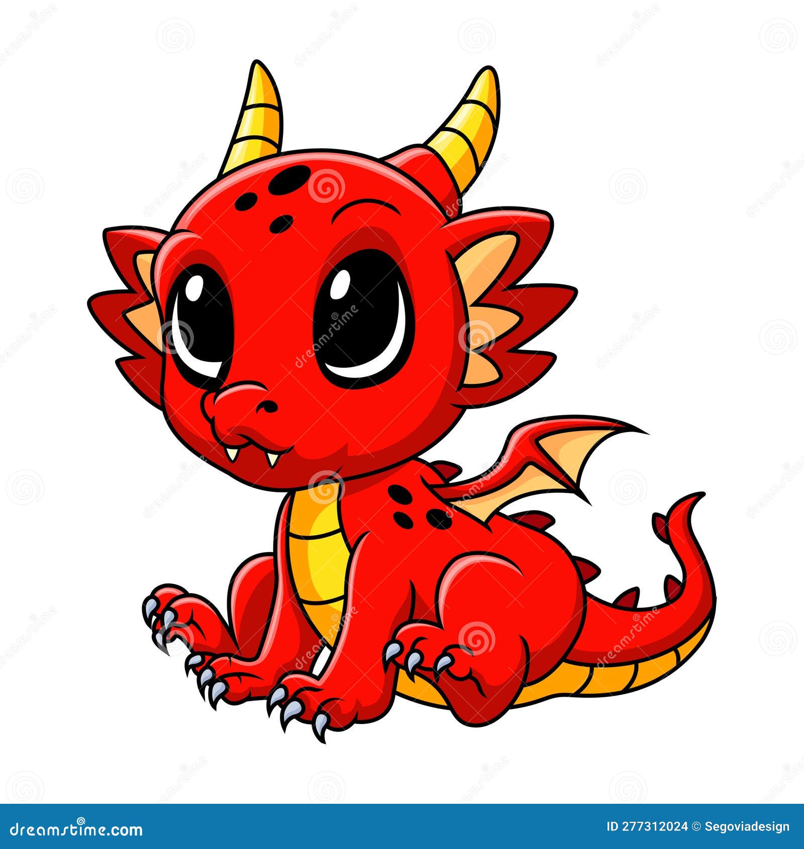 Cute Funny Red Dragon Happy Stock Vector - Illustration of creature ...
