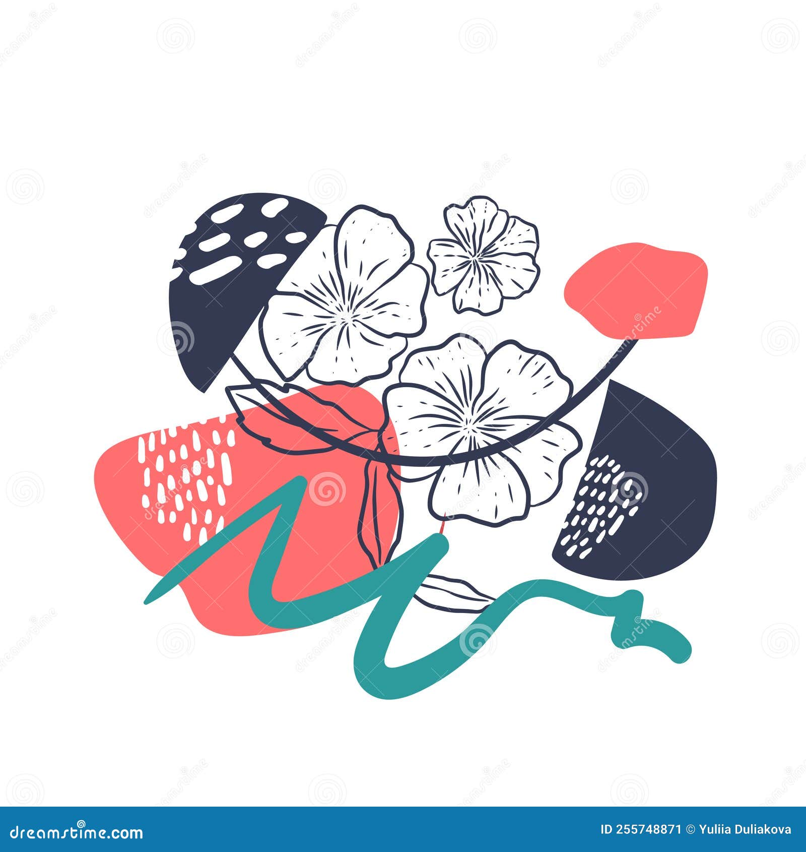 Cute and Funny Stylized Flowers for Spring Design with Abstract Shapes ...