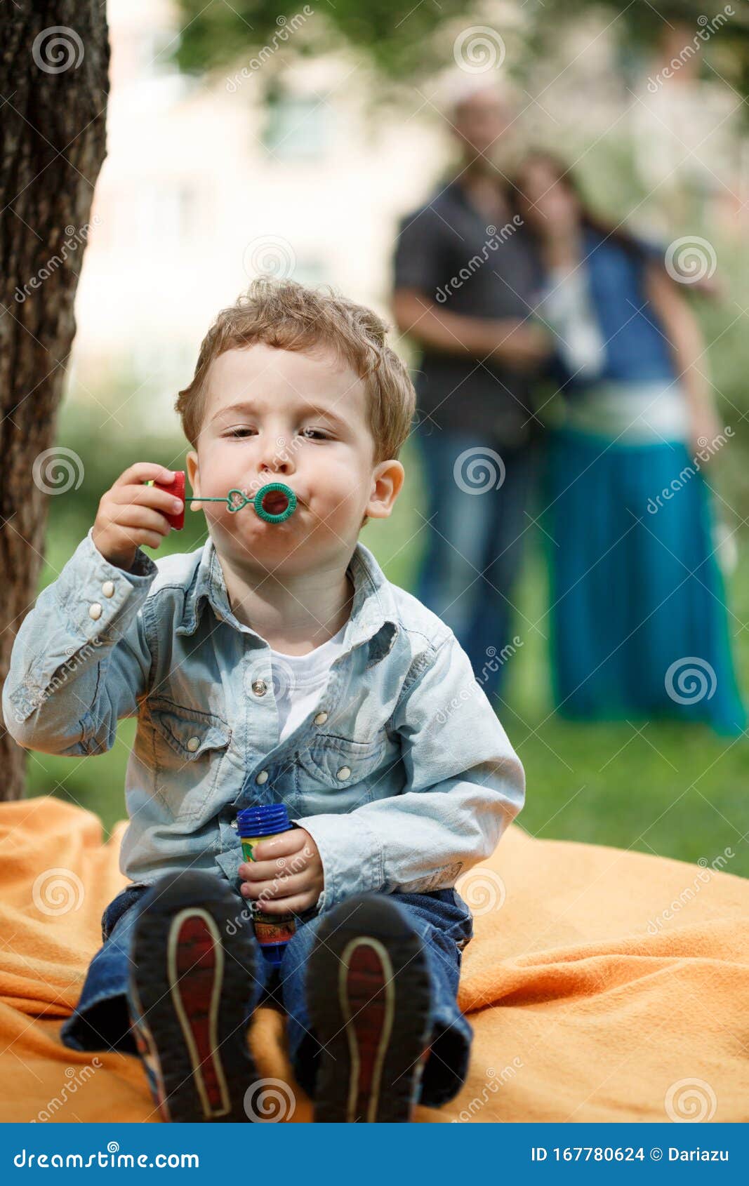 Cute Funny Toddler Boy Playing with Soap Bubbles Stock Photo - Image of ...