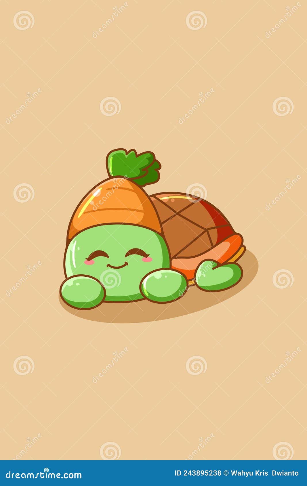 Cute and Funny Turtle with Carrot Cartoon Illustration Stock Vector ...