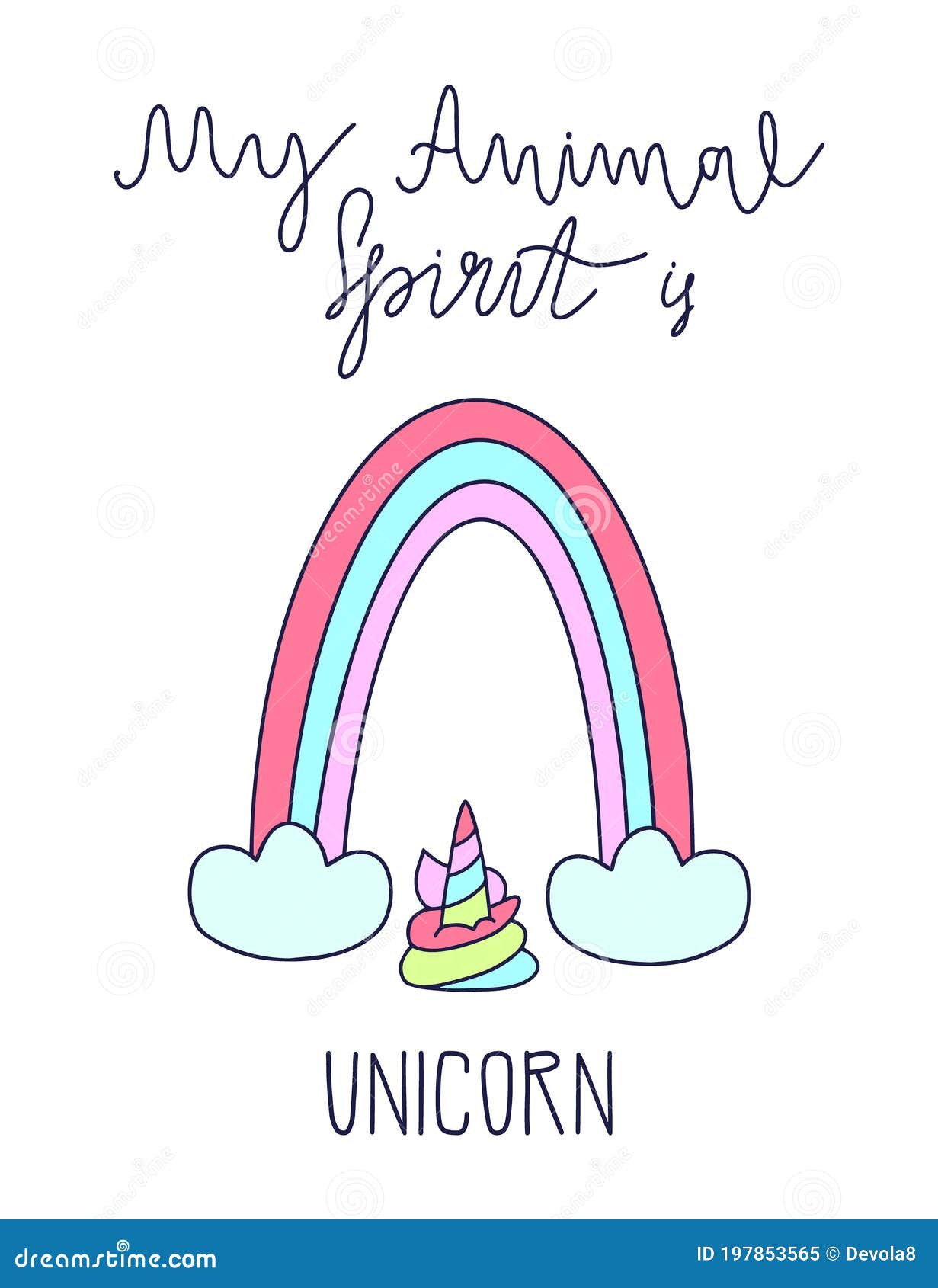 Cute Funny Vector Postcard with Rainbow and Unicorn Poop. Stock Vector ...