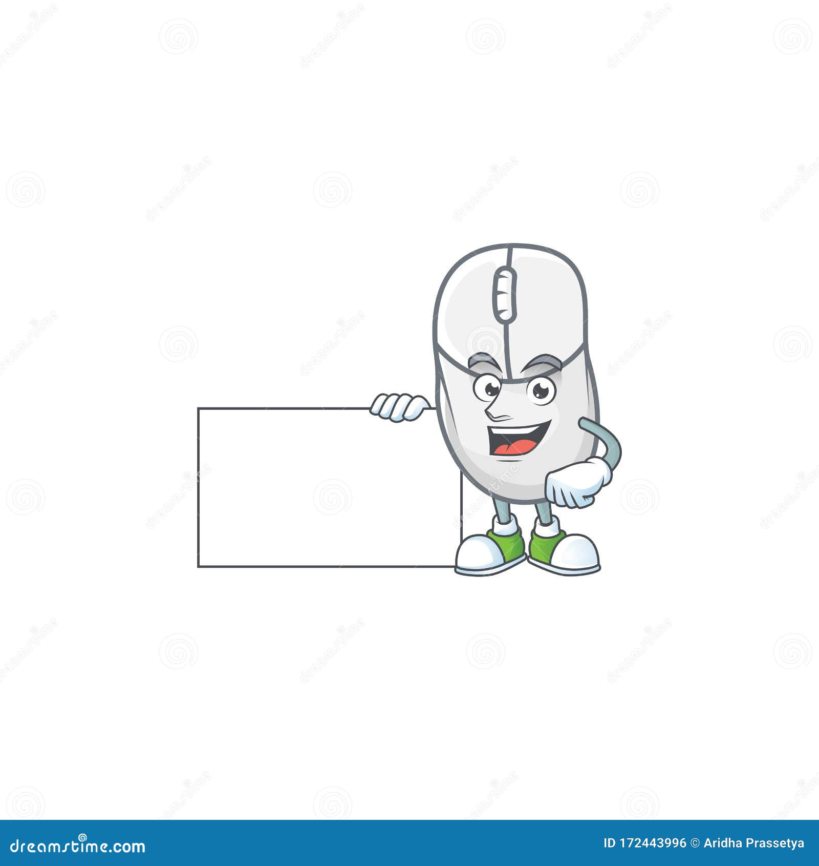 Cute Funny White Mouse Cartoon Character Having a Board Stock Vector ...