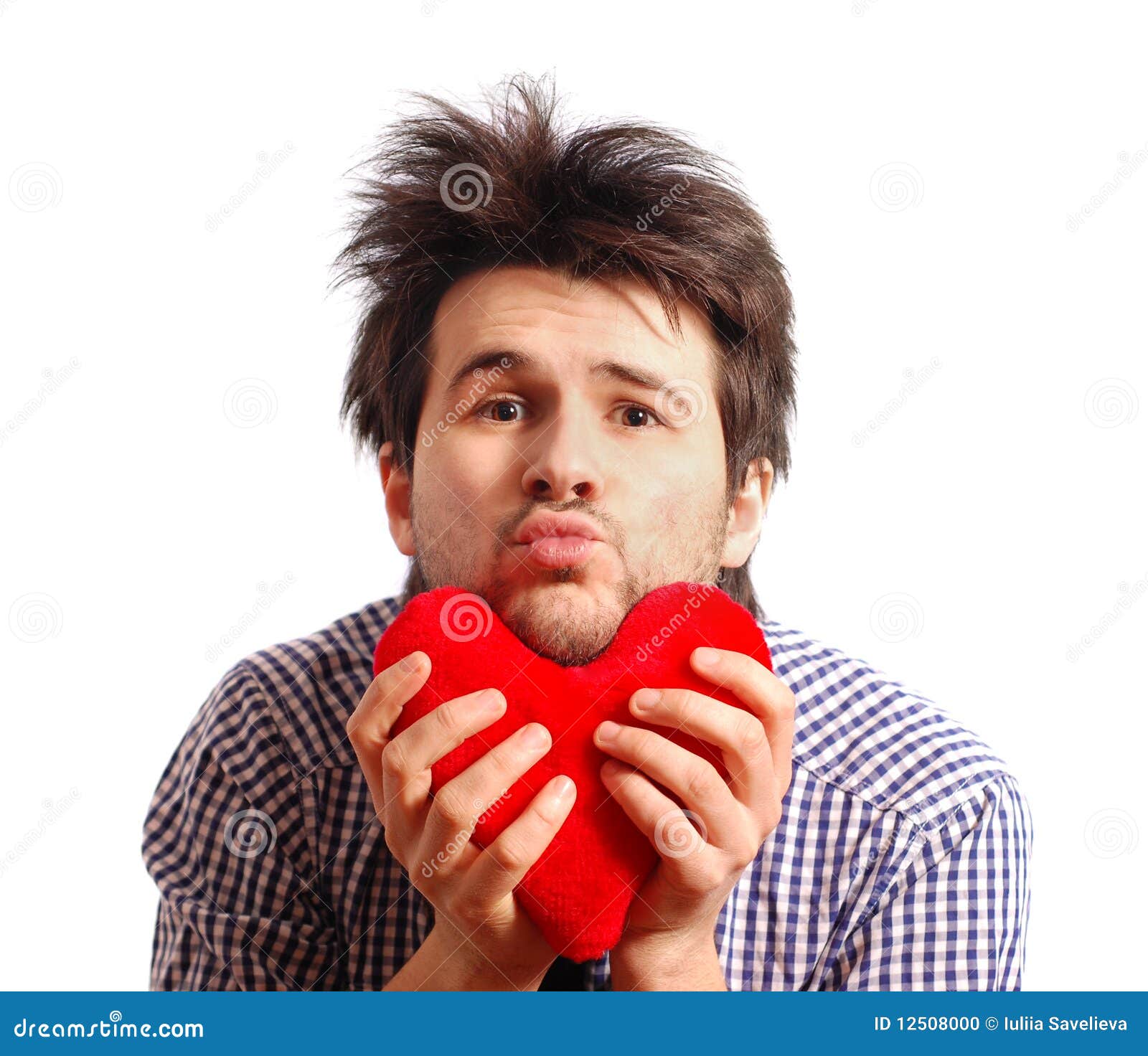 Cute Funny Young Man with Toy Heart Stock Photo - Image of isolated ...
