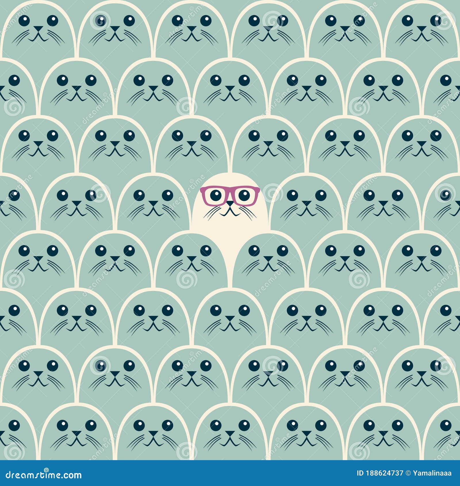 Cute Fur Seals Seamless Pattern. Vector Illustration in Cartoon Style ...