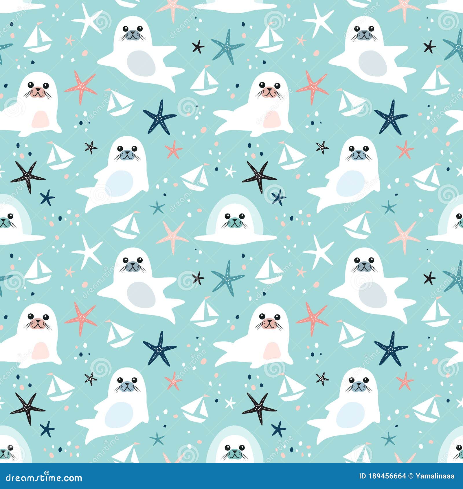 Cute Fur Seals Seamless Pattern. Stock Vector - Illustration of seal ...