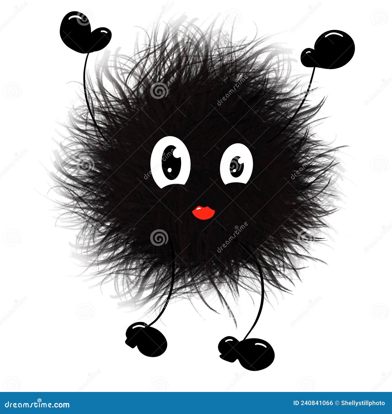 Cute Furry Black Imaginary Monster Character Logo Stock Illustration Illustration Of Hairy