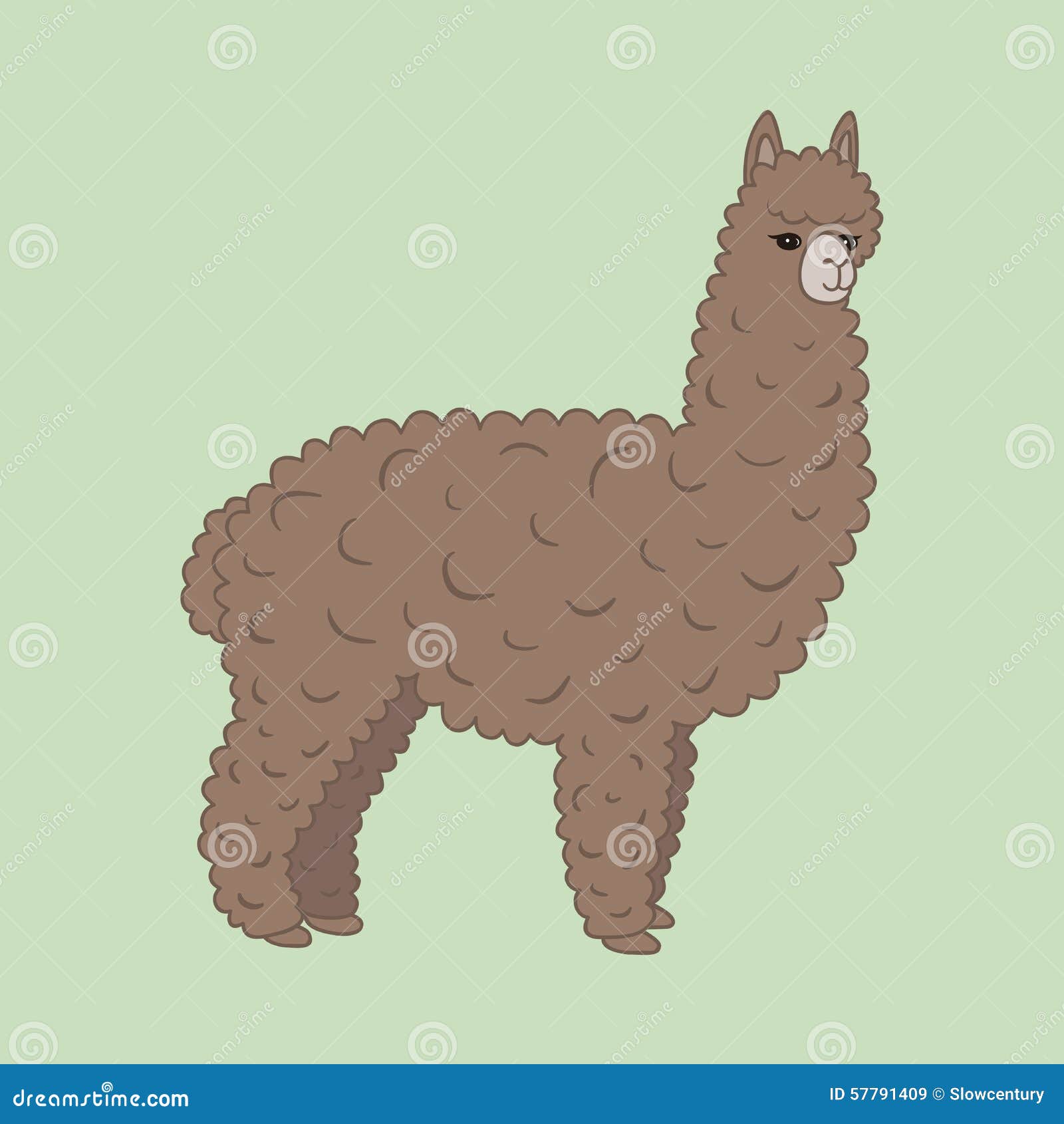 Cute furry brown alpaca stock vector. Illustration of domesticated ...