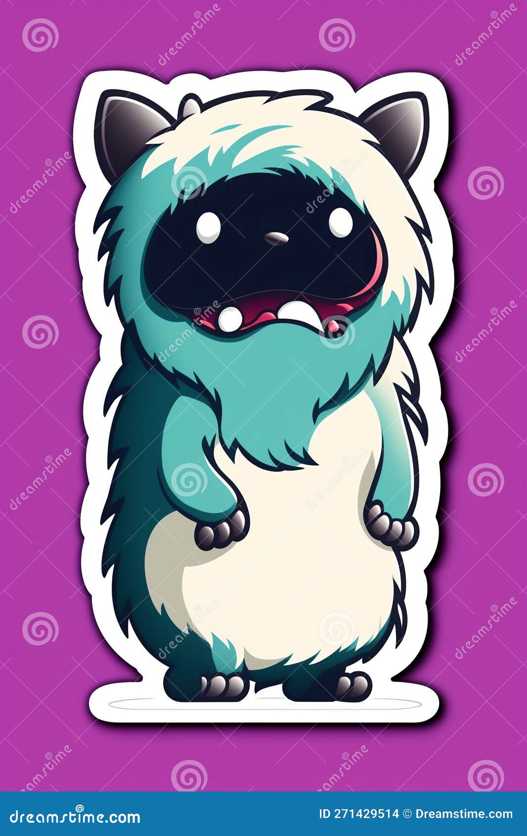 Cute Furry Monster Surprised Sticker Stock Illustration - Illustration ...