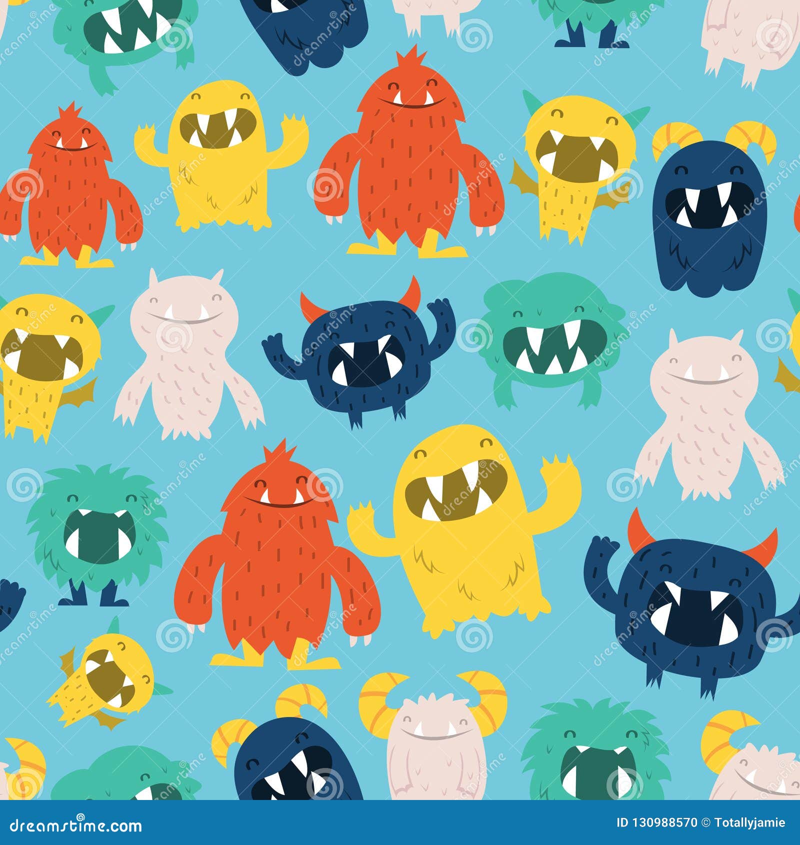 Cute Furry Monsters Seamless Pattern Background Stock Vector ...