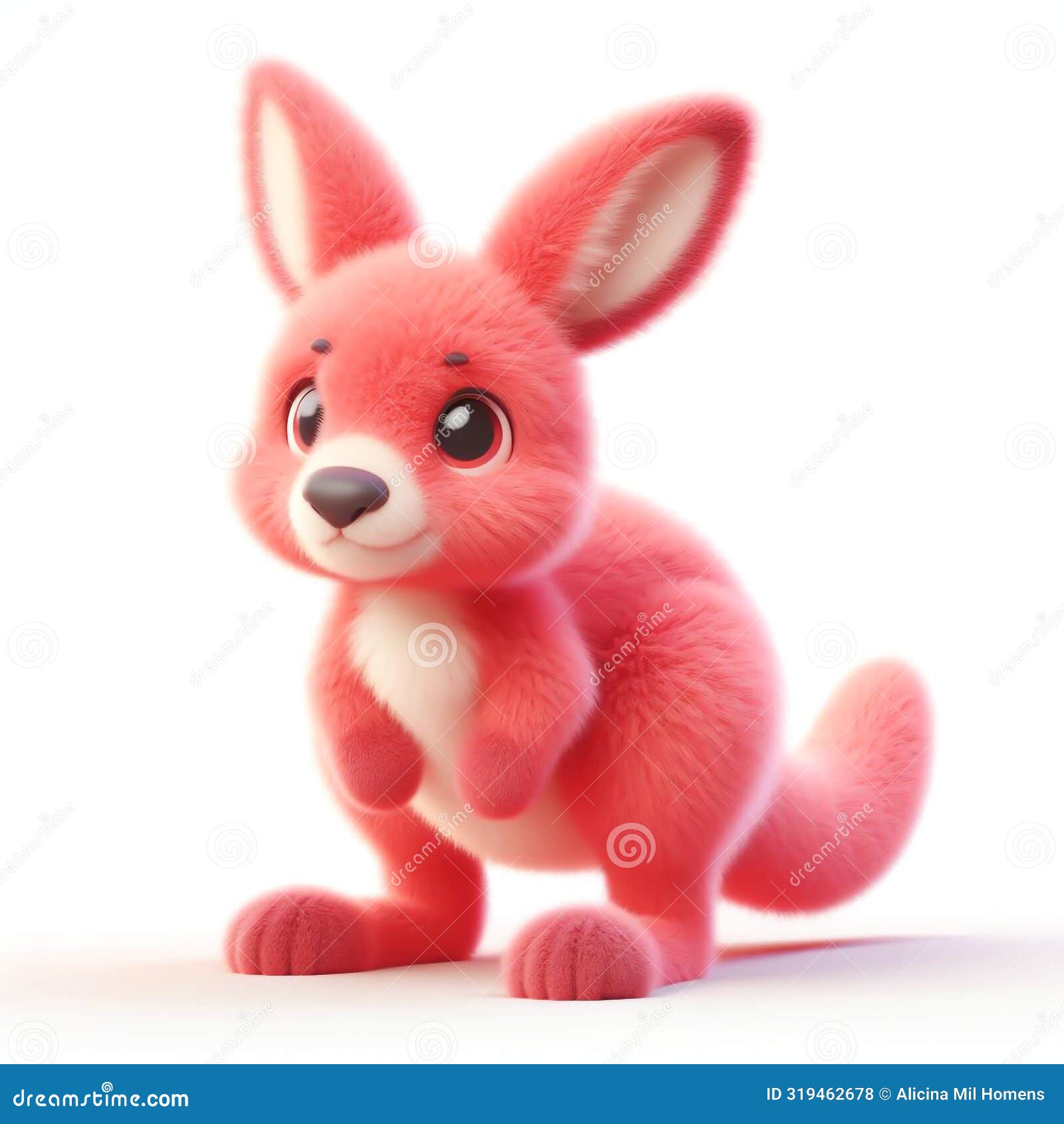 Cute Furry Teddy Kangaroo 3D Character on White Background Stock ...