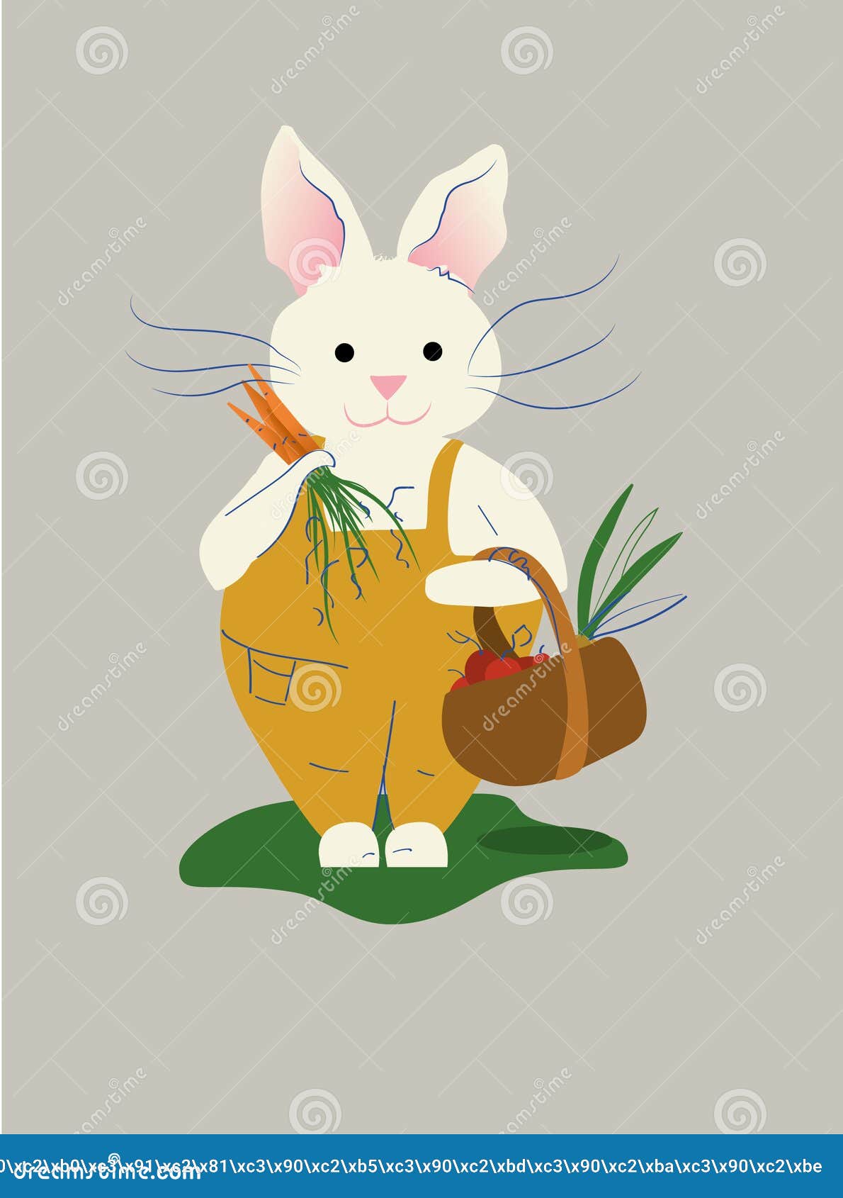 Cute gardener rabbit stock illustration. Illustration of play - 255657930