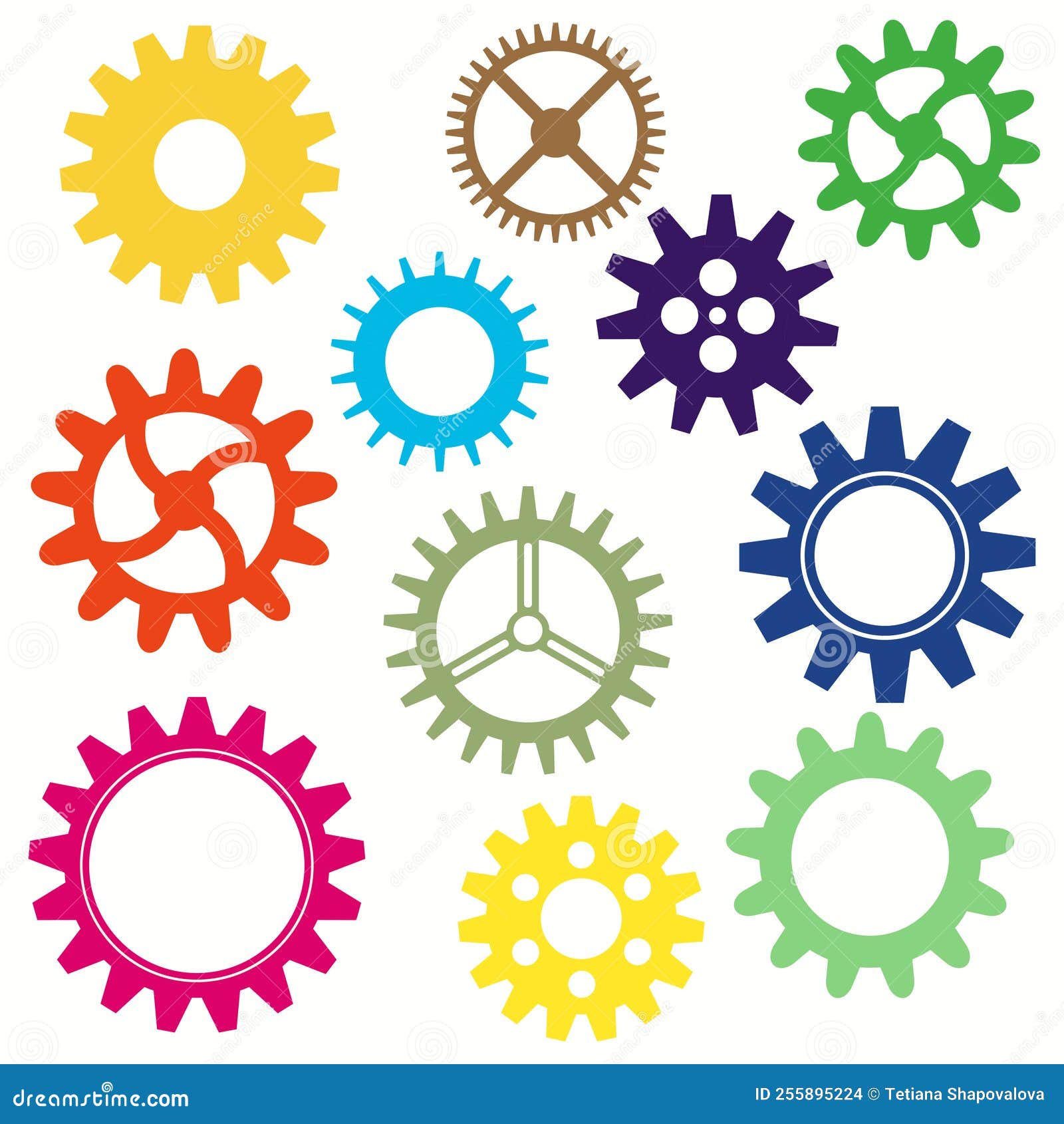 Cute Gears Cartoon Color on White Background Stock Vector ...