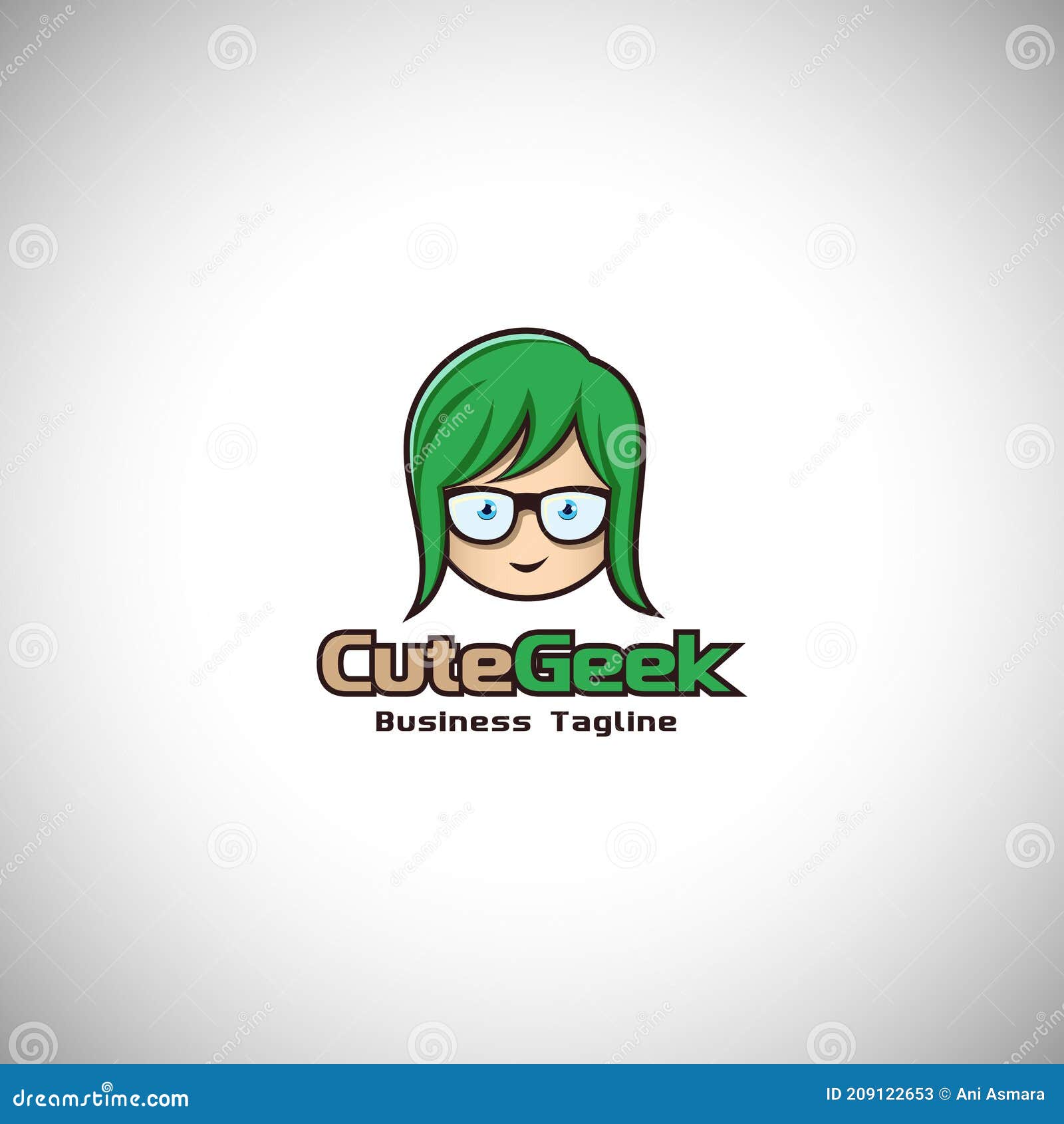 Cute Geek Character Logo stock vector. Illustration of genius - 209122653