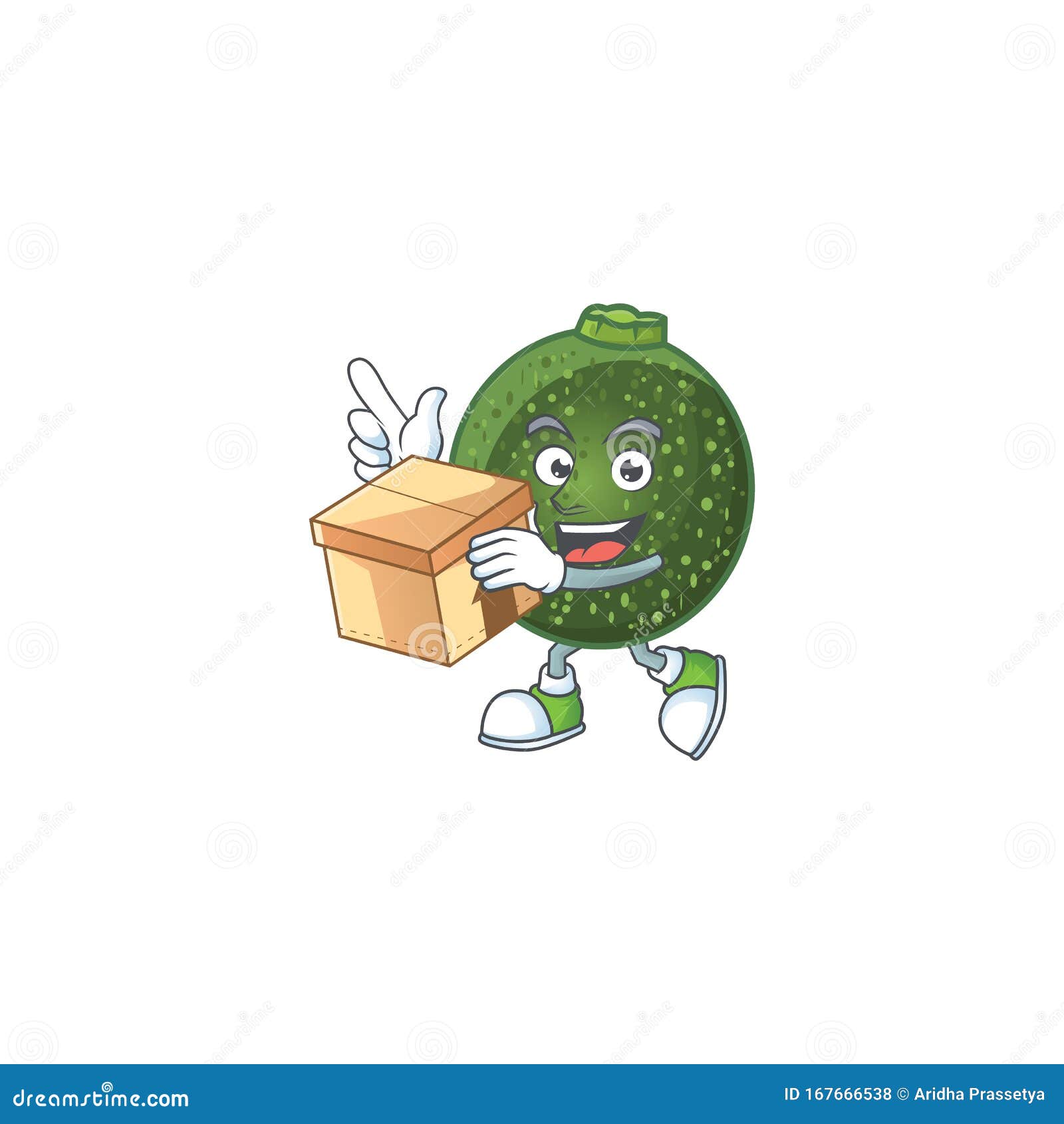 Cute Gem Squash Cartoon Character Style Holding a Box Stock Vector ...