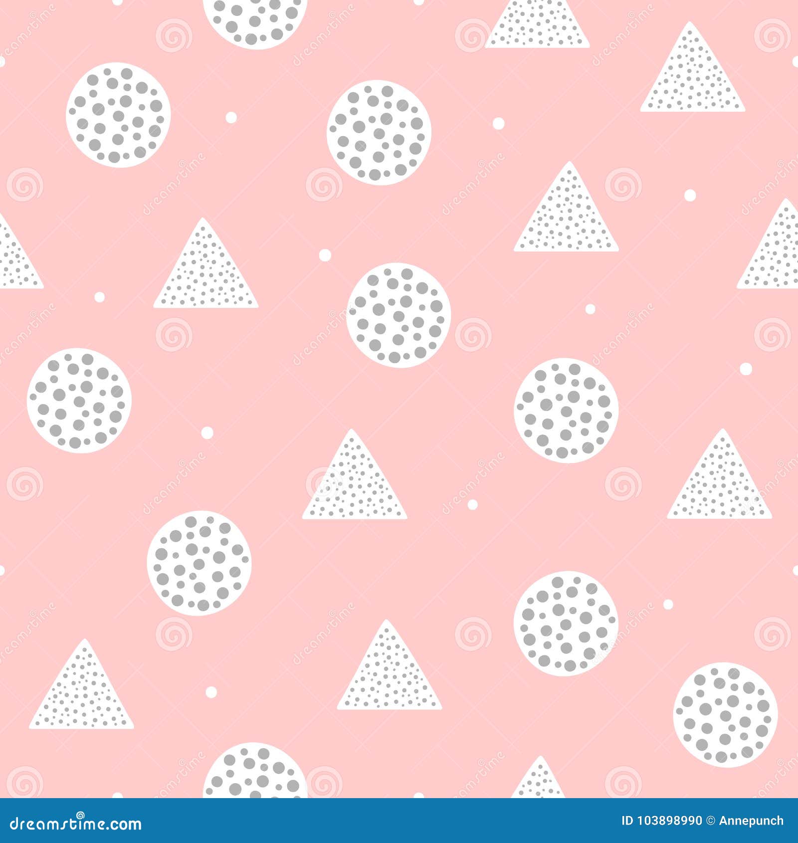 Cute Geometric Seamless Pattern with Circles and Triangles. Drawn by ...