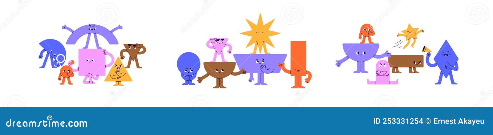 Funny Geometry Character. Geometric Face, Emoji With Rectangle, Square ...