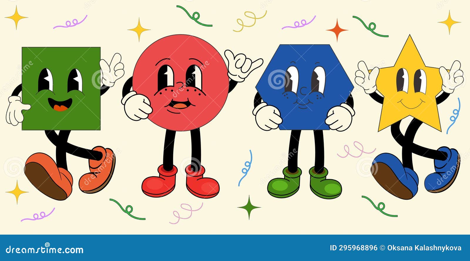 Cute Characters in the Form of Geometric Shapes. Cartoon Characters in ...