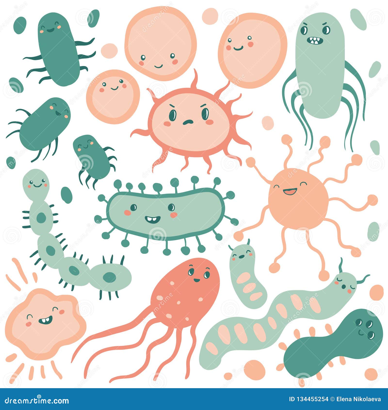 Cute Germ Characters Collection Stock Vector - Illustration of care ...