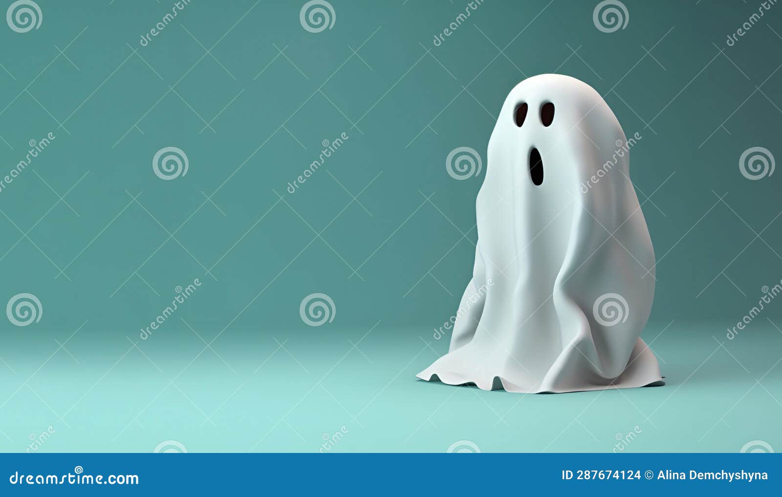 Cute Ghost on a Blue Background 1 Stock Illustration - Illustration of ...