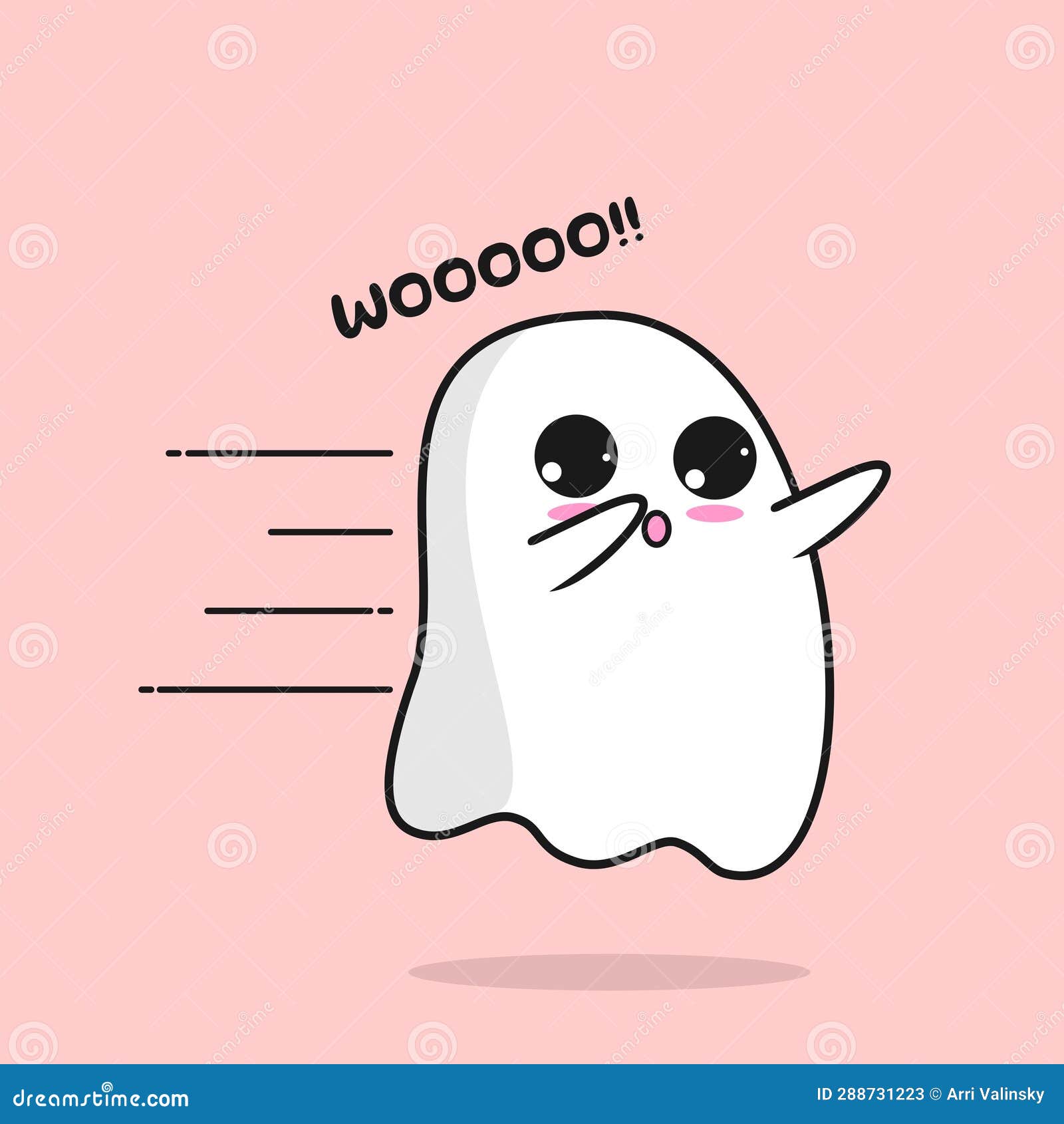 Cute Ghost Cartoon Flying Hover with Fast Effect Stock Vector ...