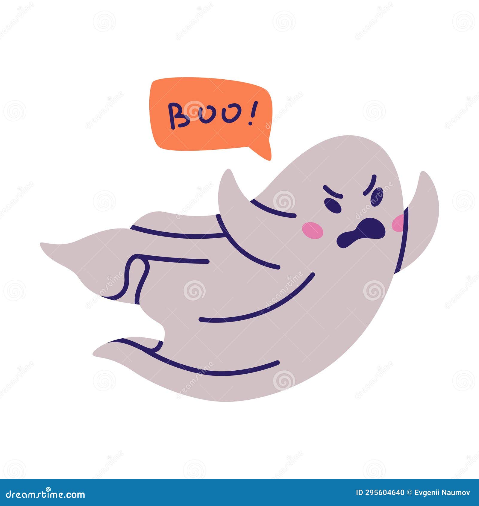 Cute Ghost Character As Flying Poltergeist Creature Say Boo Vector ...