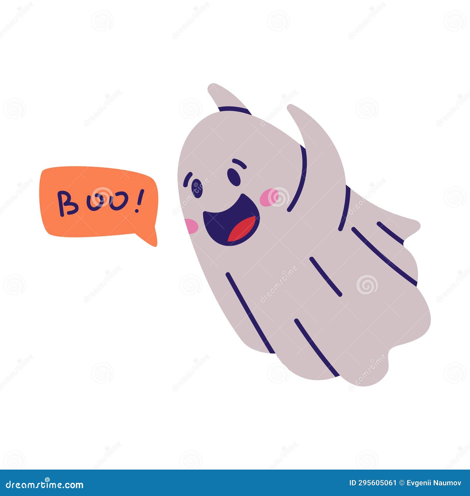 Cute Ghost Character As Flying Poltergeist Creature Say Boo Vector ...