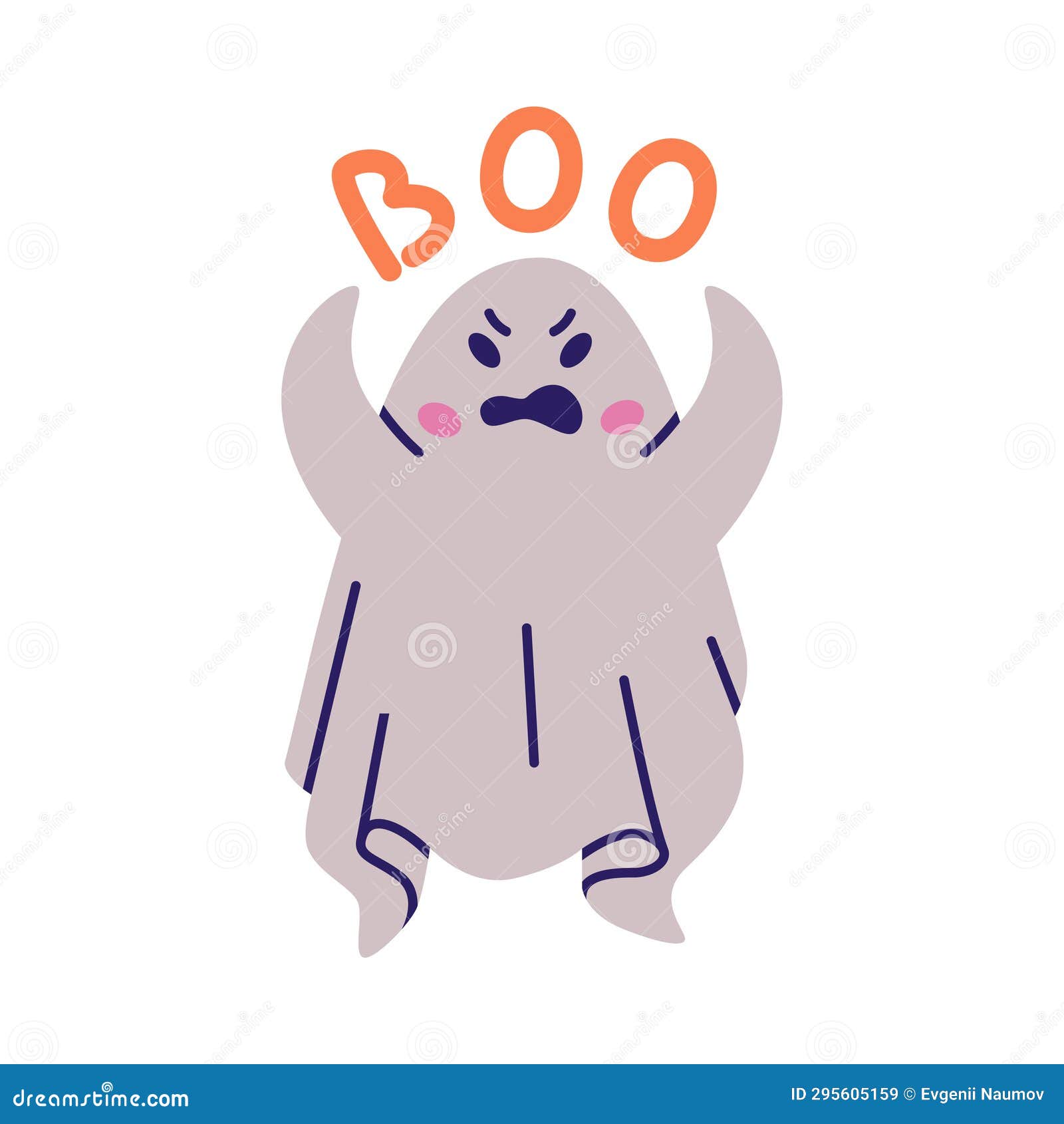 Cute Ghost Character As Flying Poltergeist Creature Say Boo Vector ...