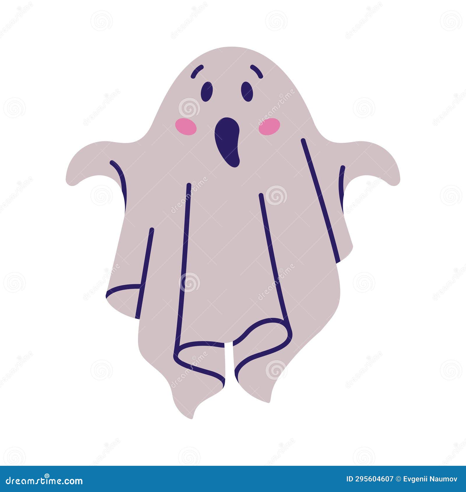 Cute Ghost Character As Flying Poltergeist Creature Vector Illustration ...