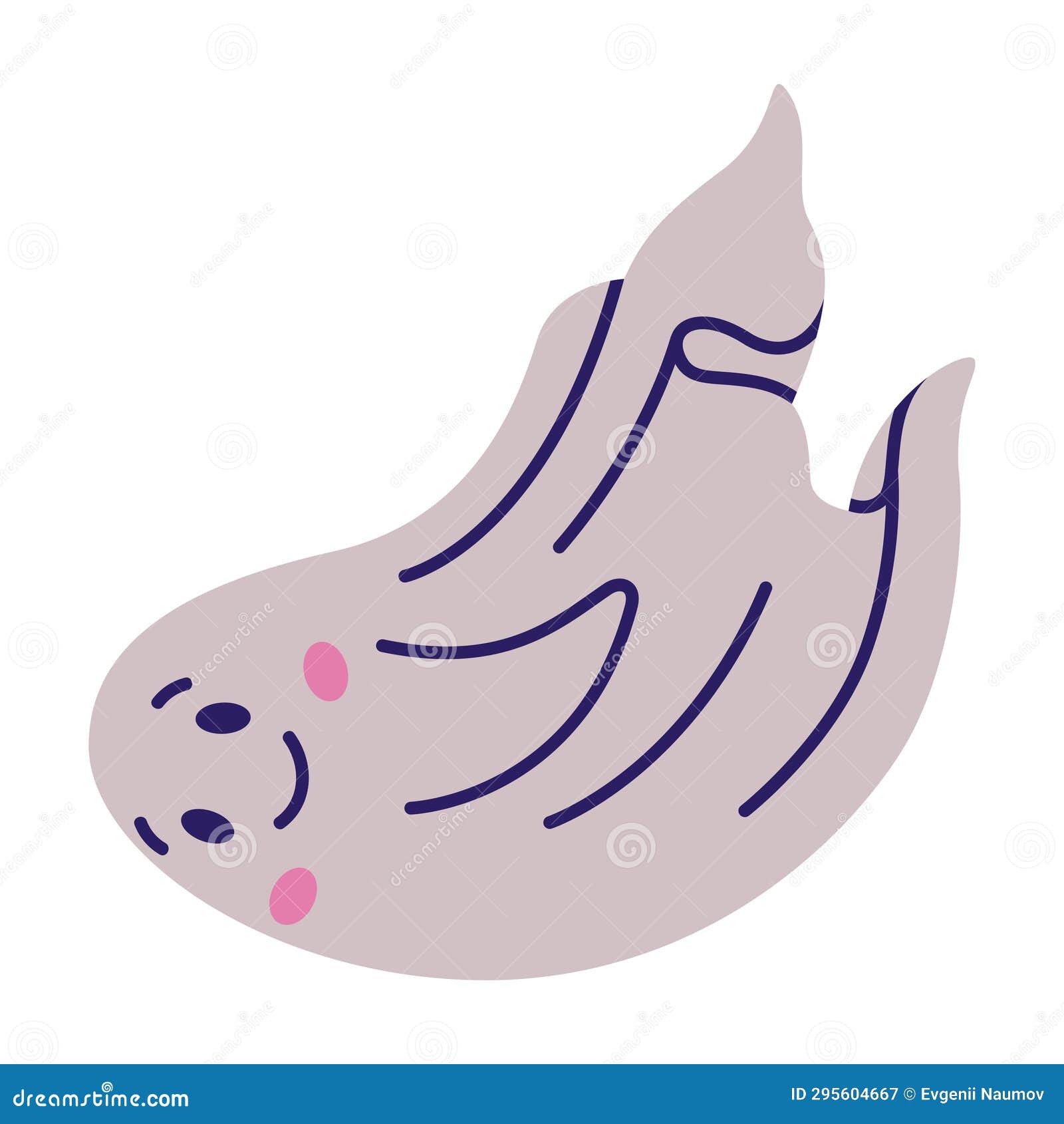 Cute Ghost Character As Flying Poltergeist Creature Vector Illustration ...