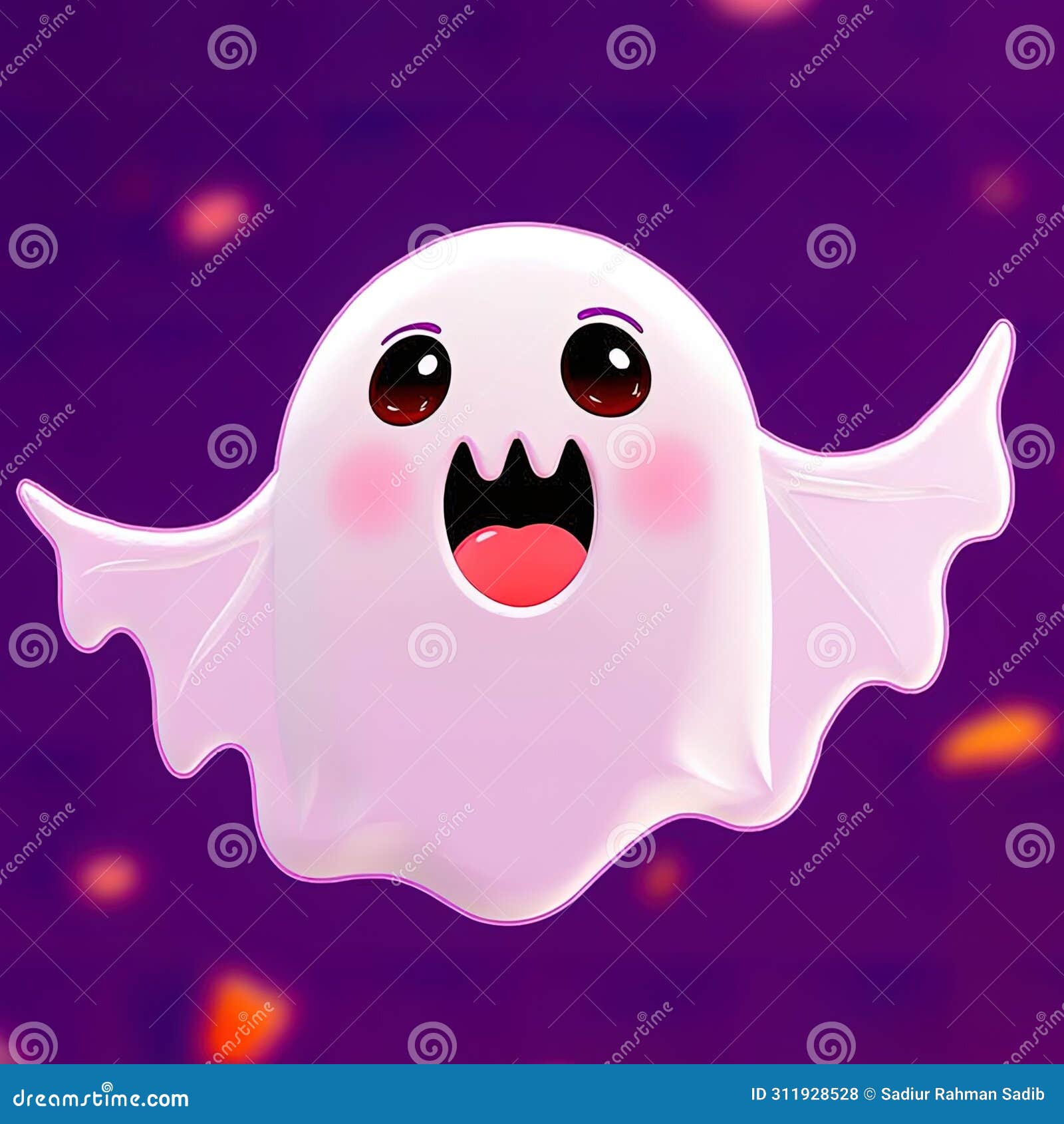 Cute Ghost Character Design. Stock Illustration - Illustration of ...