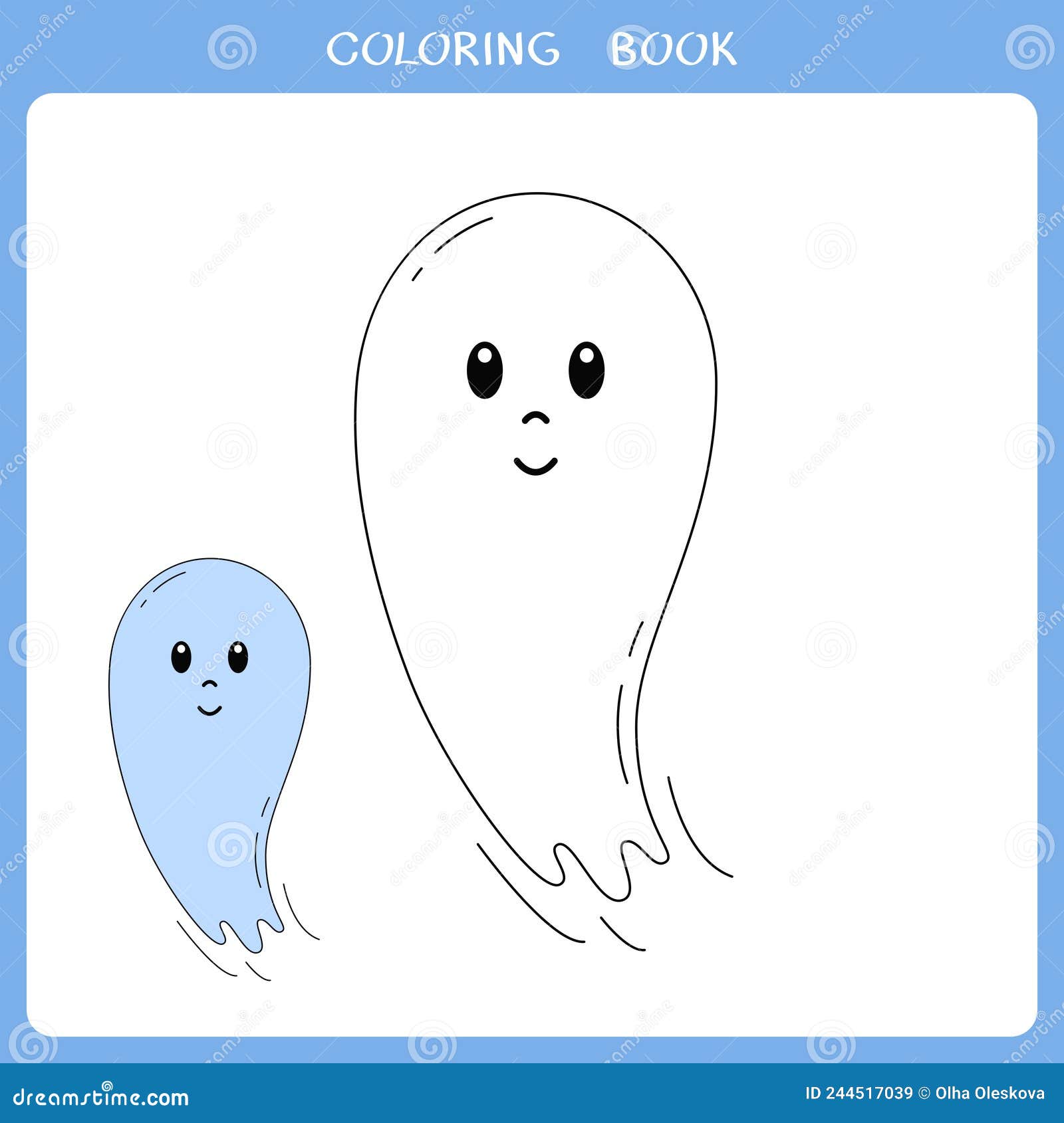 Cute Ghost for Coloring Book Stock Vector - Illustration of smile ...